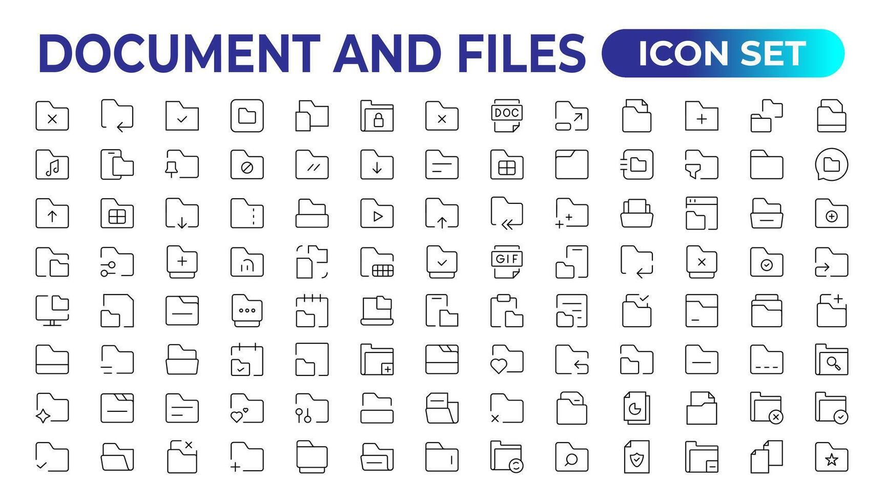 Set of file and document Icons. Simple line art style icons pack. Vector illustration. 42057983 ...