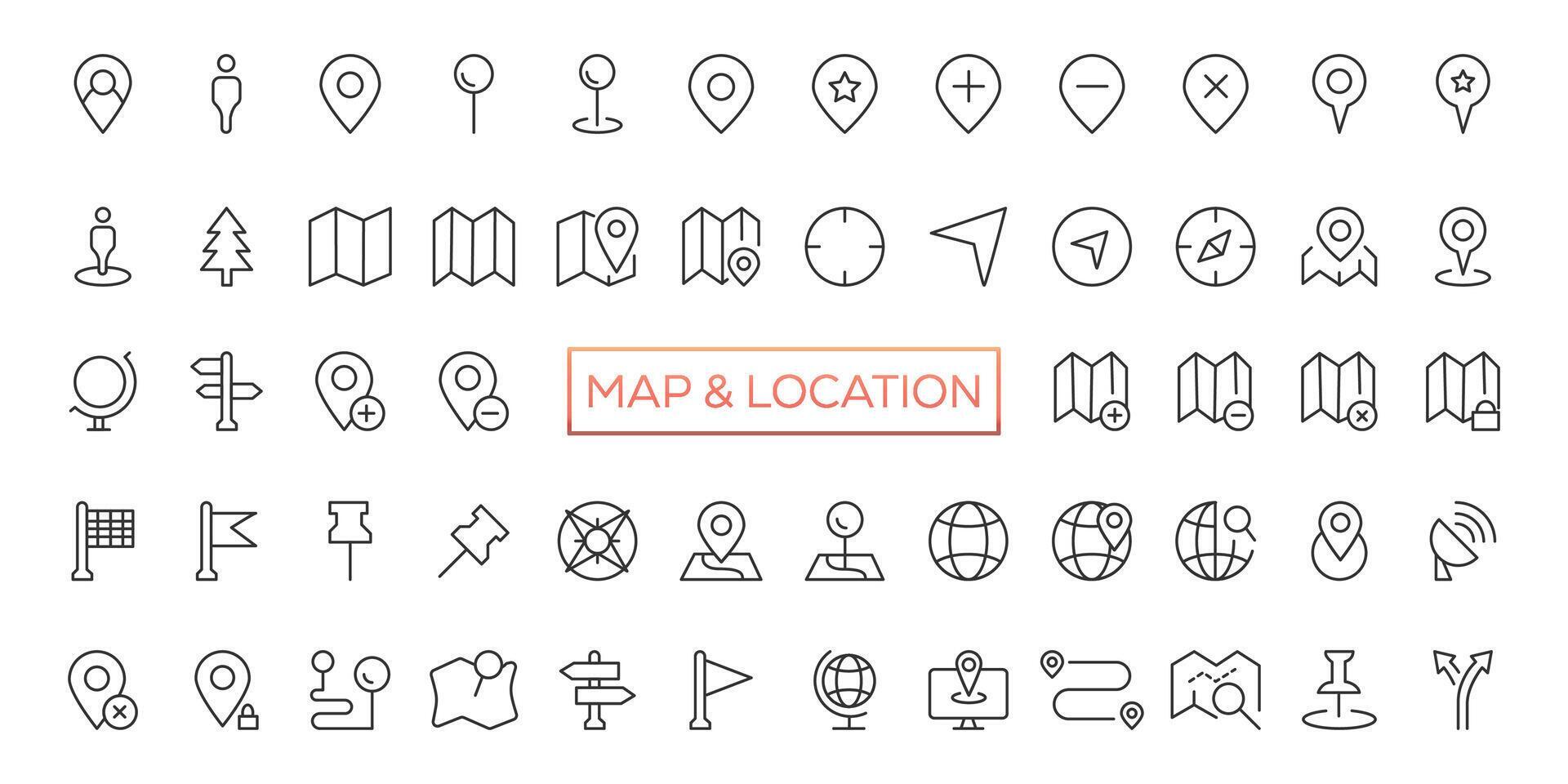 Location icons set. Navigation icons. Map pointer icons. Location symbols. Vector illustration ...