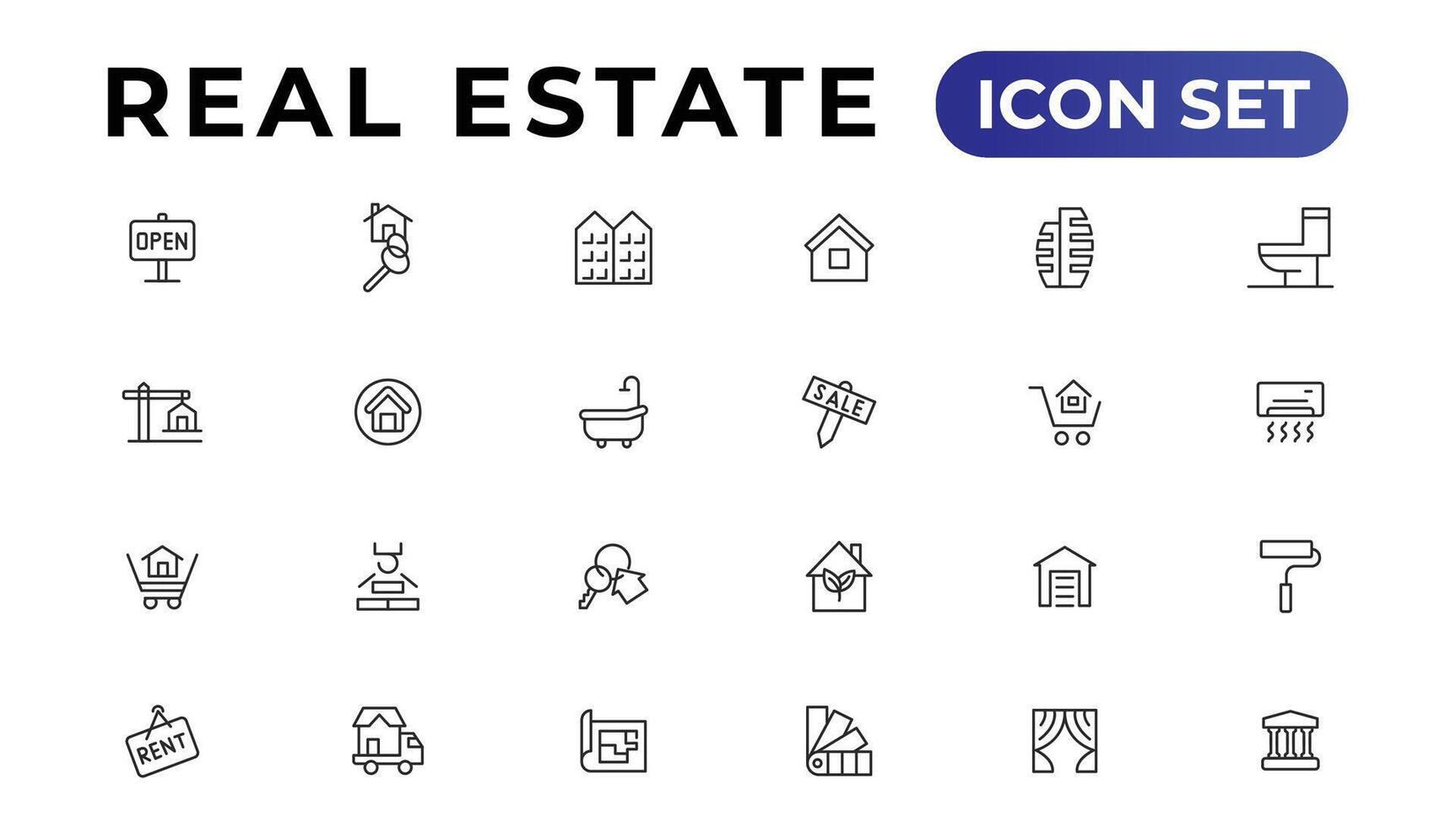 Real Estate Minimal Thin Line Web Icon Set Included The Icons As