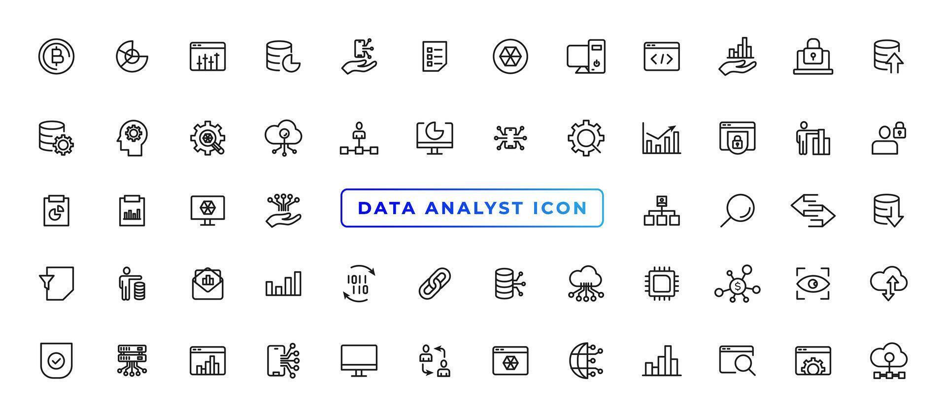 Data Analytic Thin Line Icon Set Data Analysis Editable Stroke Icons Data Analytics Mining