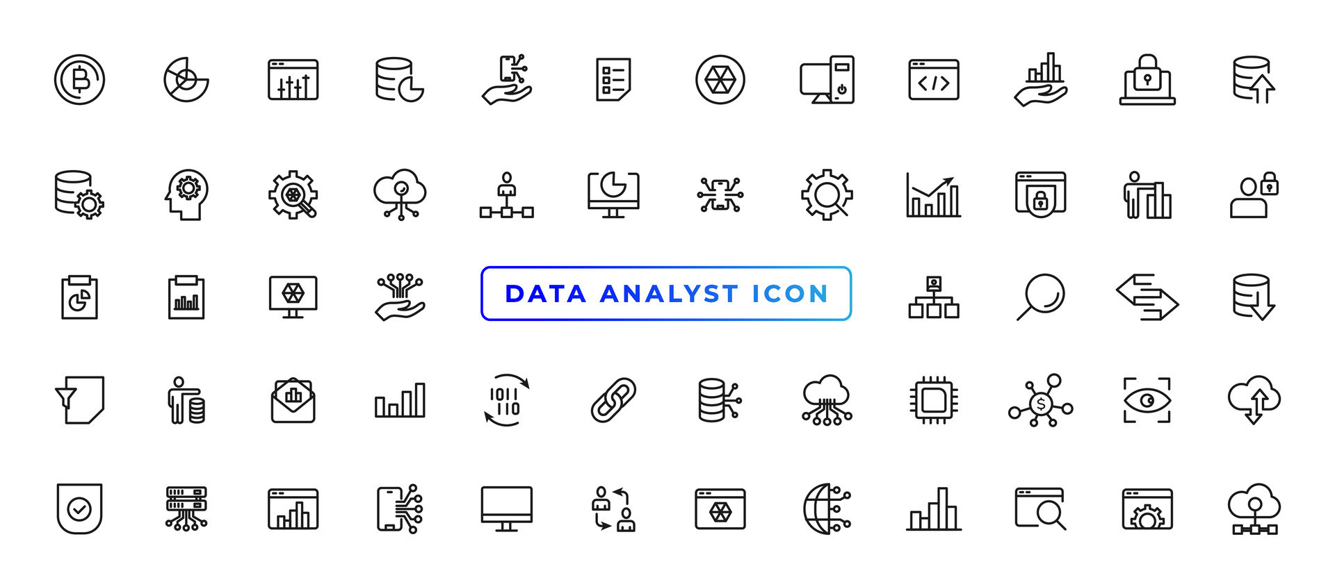 Data Analytic thin line icon set. Data Analysis editable stroke icons ...