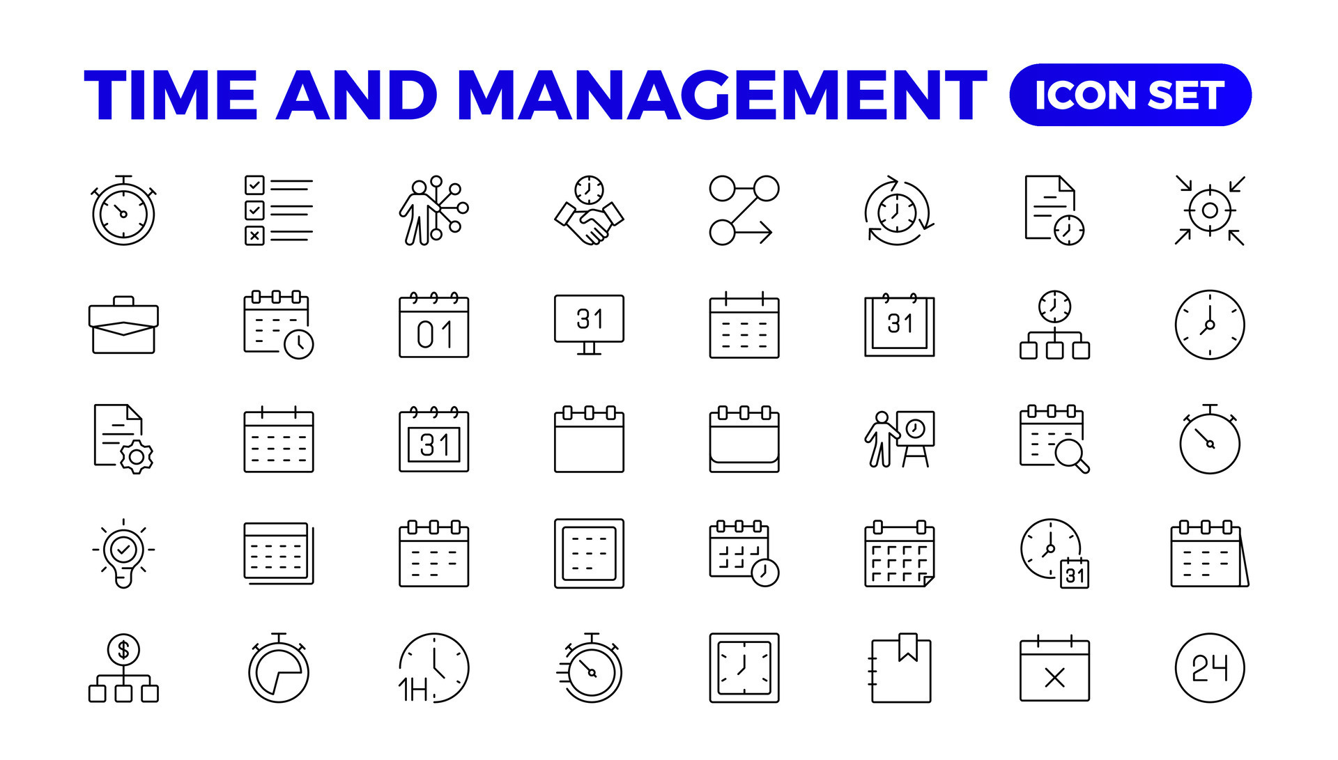 Business and management line icons set. Management icon collection ...