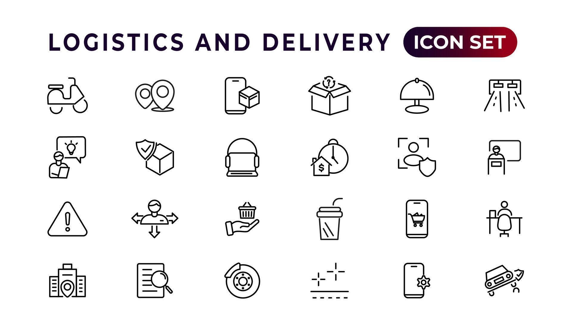 Logistics and delivery linear icons collection.Set of thin line web icon set, simple outline ...