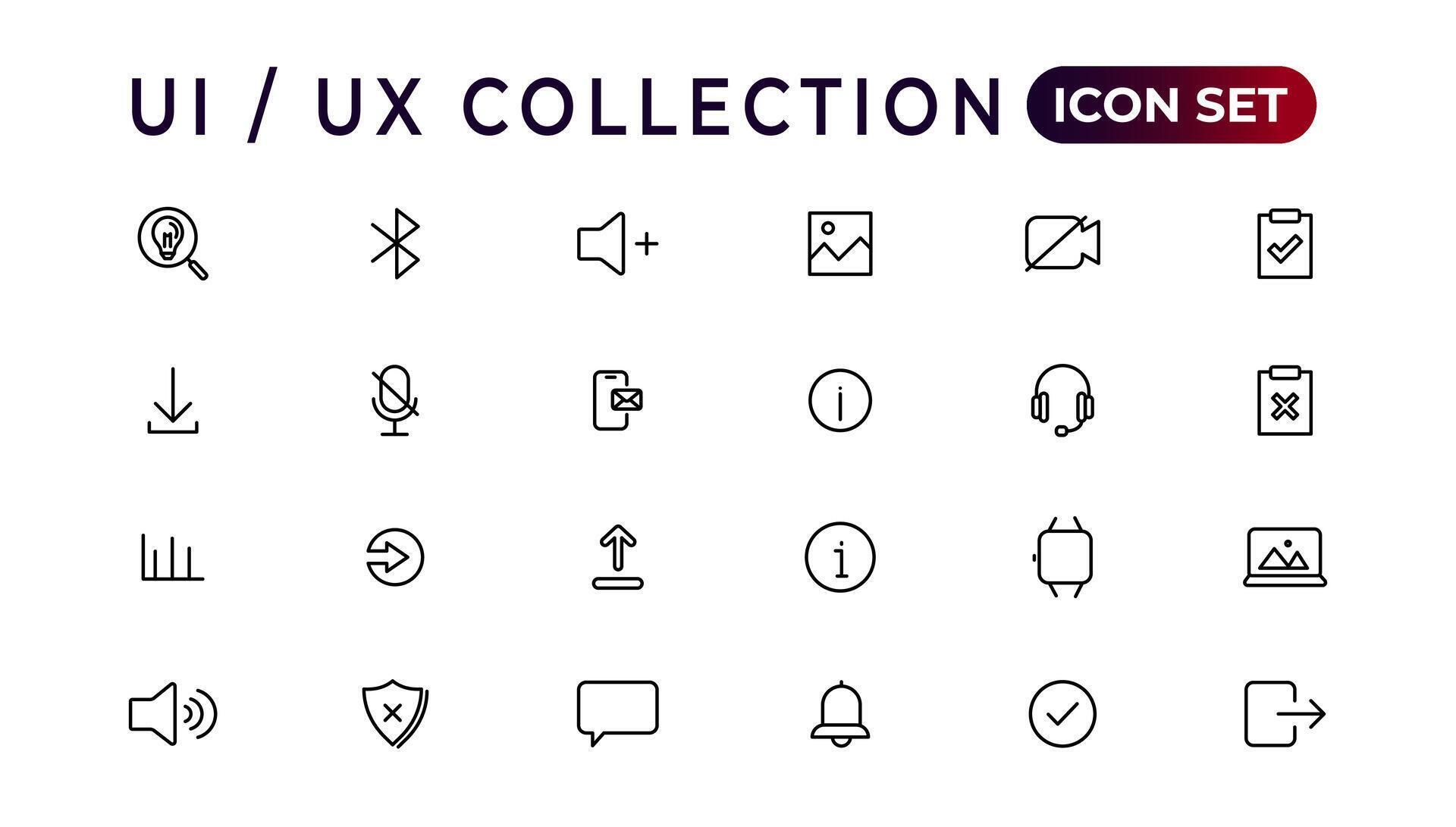 Mega set of ui ux icon set, user interface iconset collection.Set of thin line web icon set ...