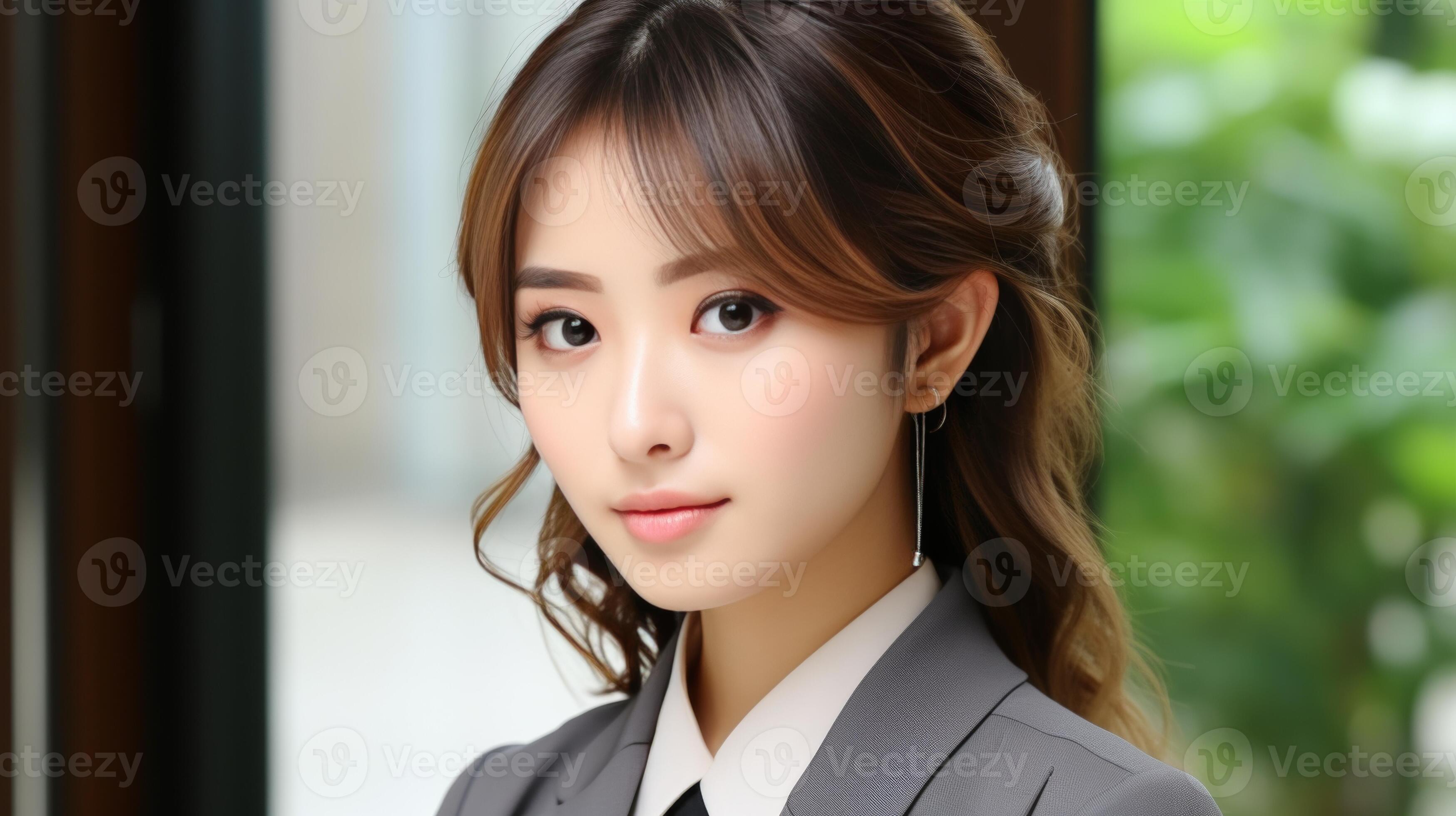 Ai Generated Asian Businesswoman In Elegant Suit Posing With Copyspace Professional Female