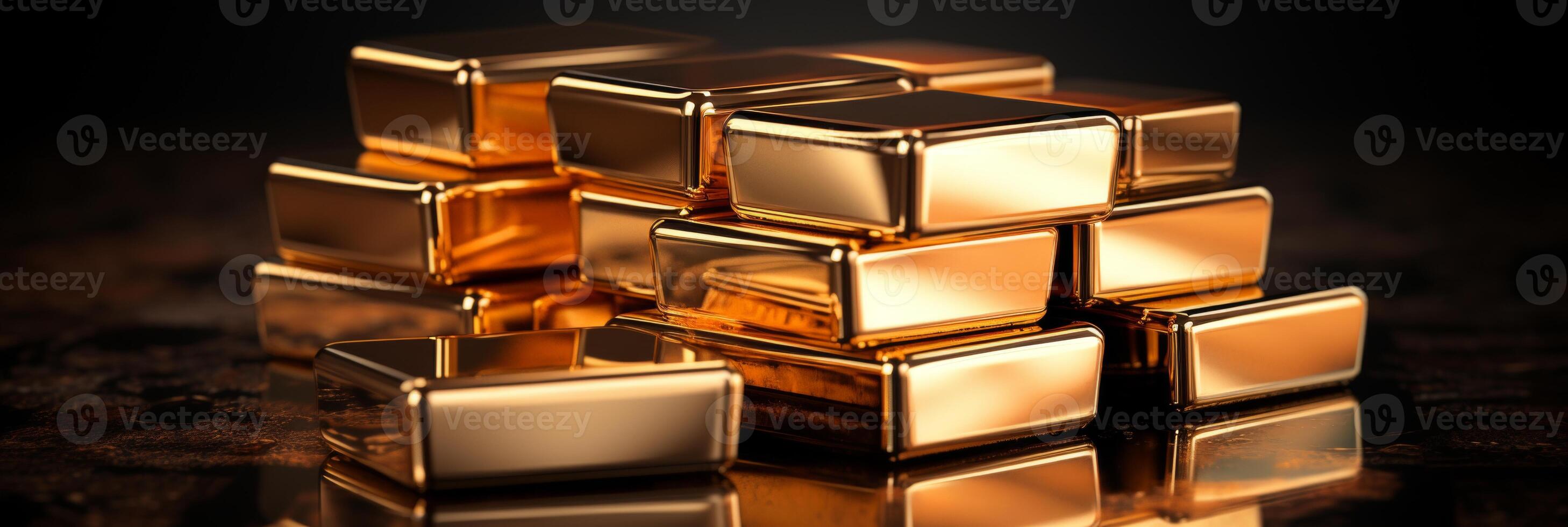 AI generated Stacked gold bars symbolizing financial success and wealth for business and ...