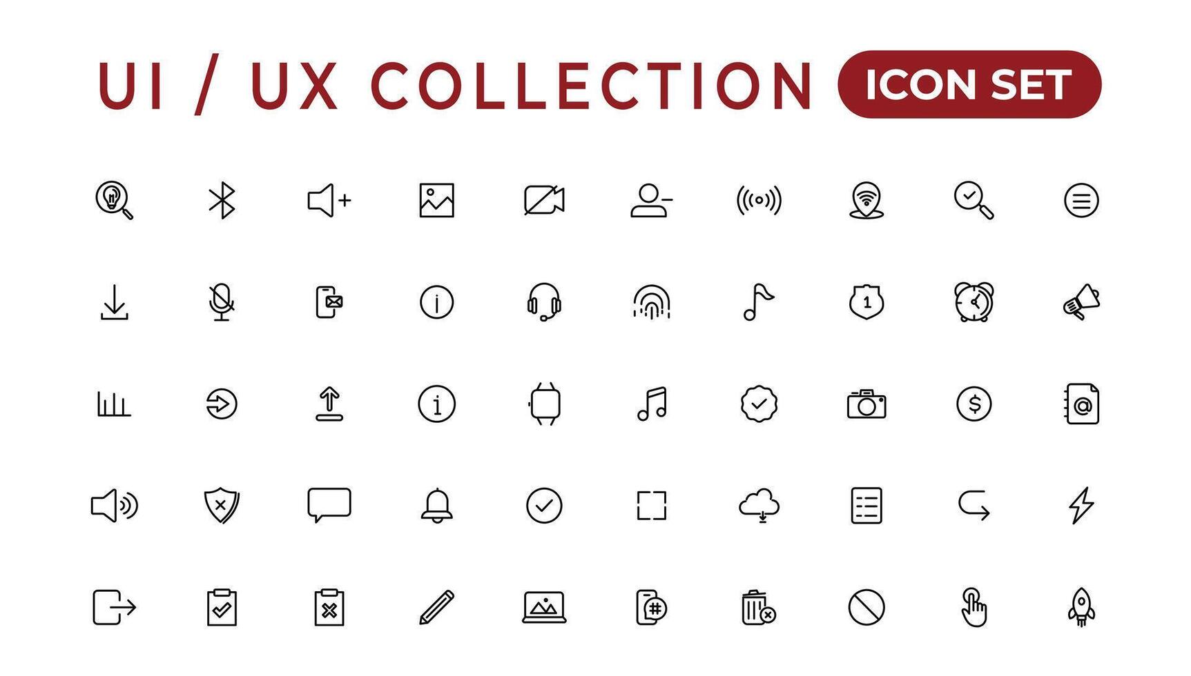 Mega set of ui ux icon set, user interface iconset collection.Set of thin line web icon set ...