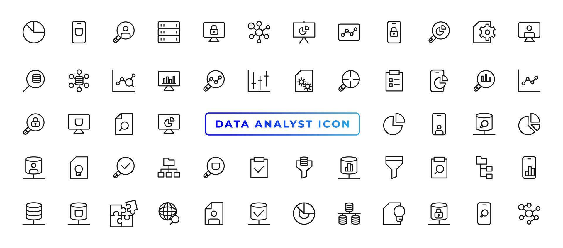 Data Analytic thin line icon set. Data Analysis editable stroke icons ...