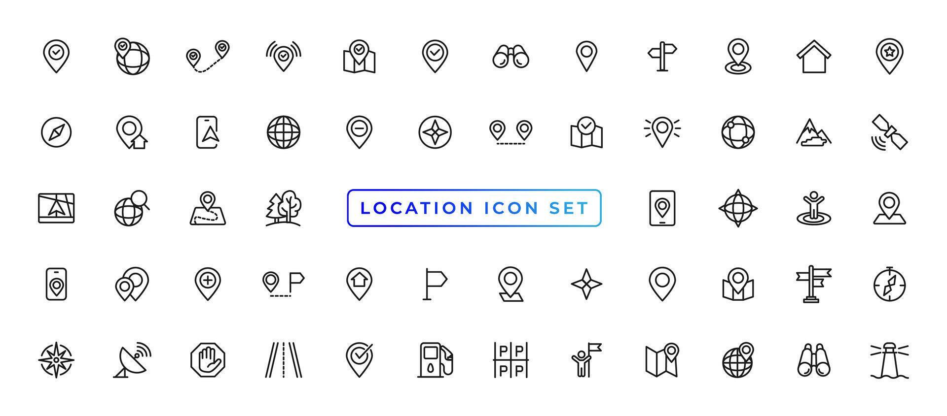 Location icons set. Navigation icons. Map pointer icons. Location symbols. Vector illustration ...