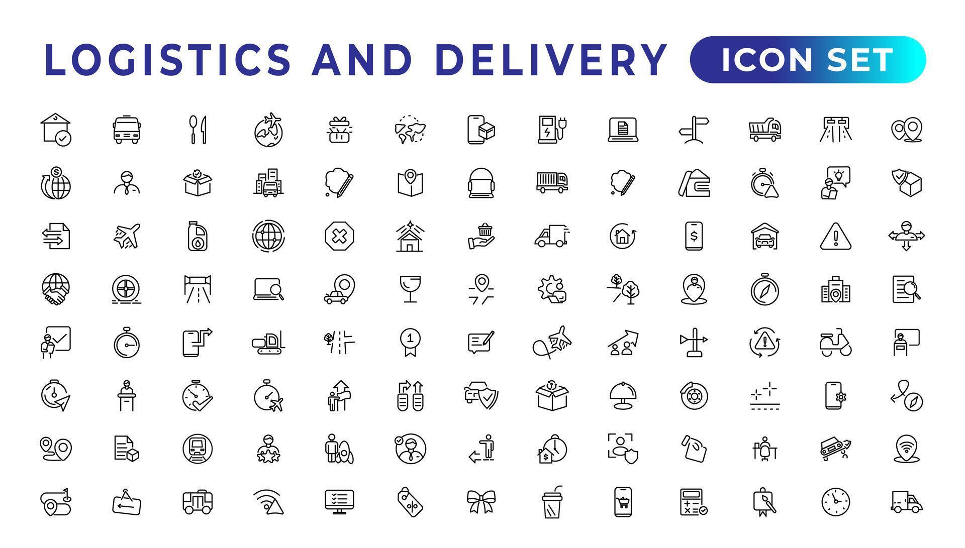 Logistics and delivery linear icons collection.Set of thin line web icon set, simple outline ...