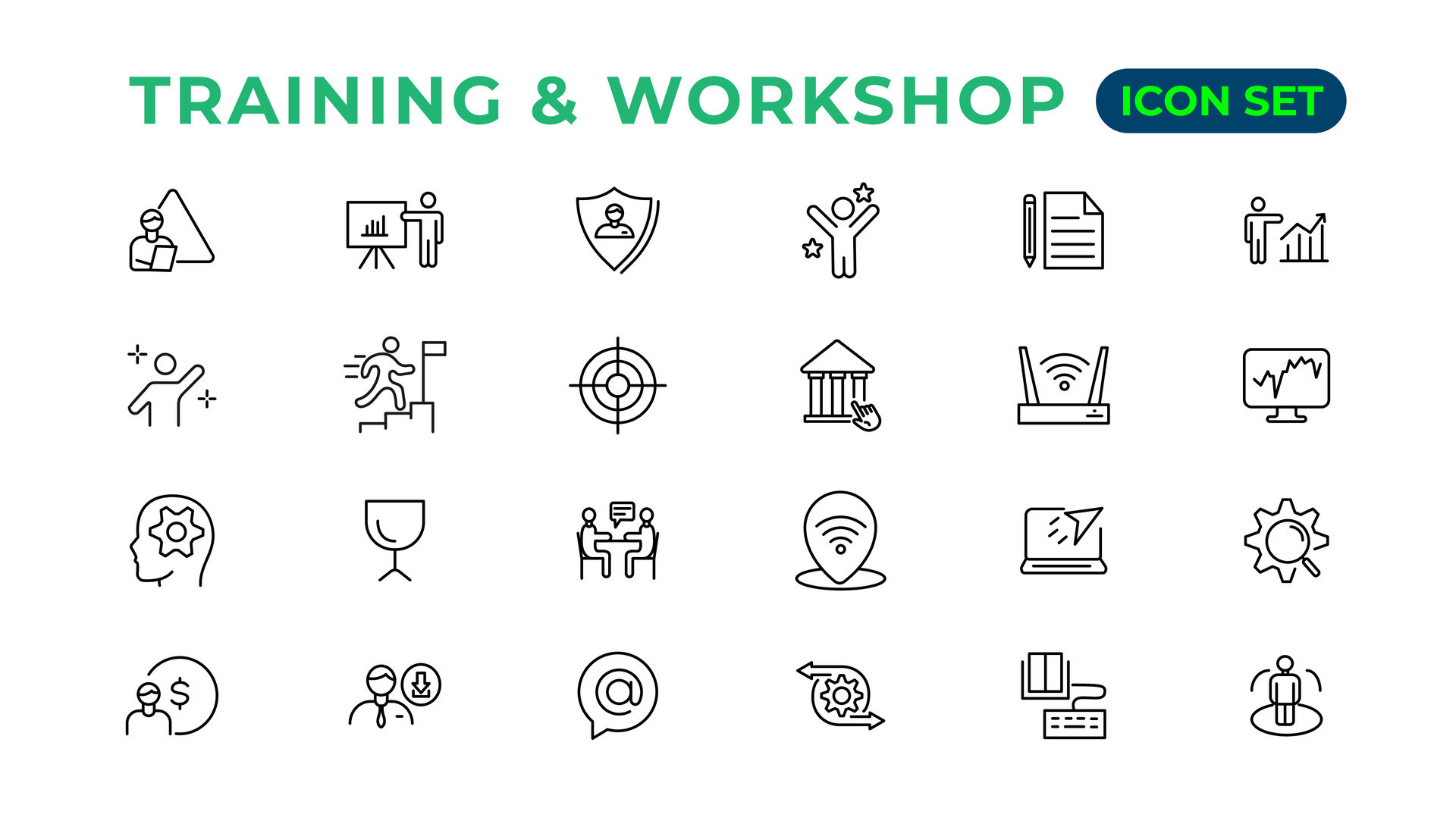 Training and workshop linear icons collection.Set of thin line web icon set, simple line icons ...