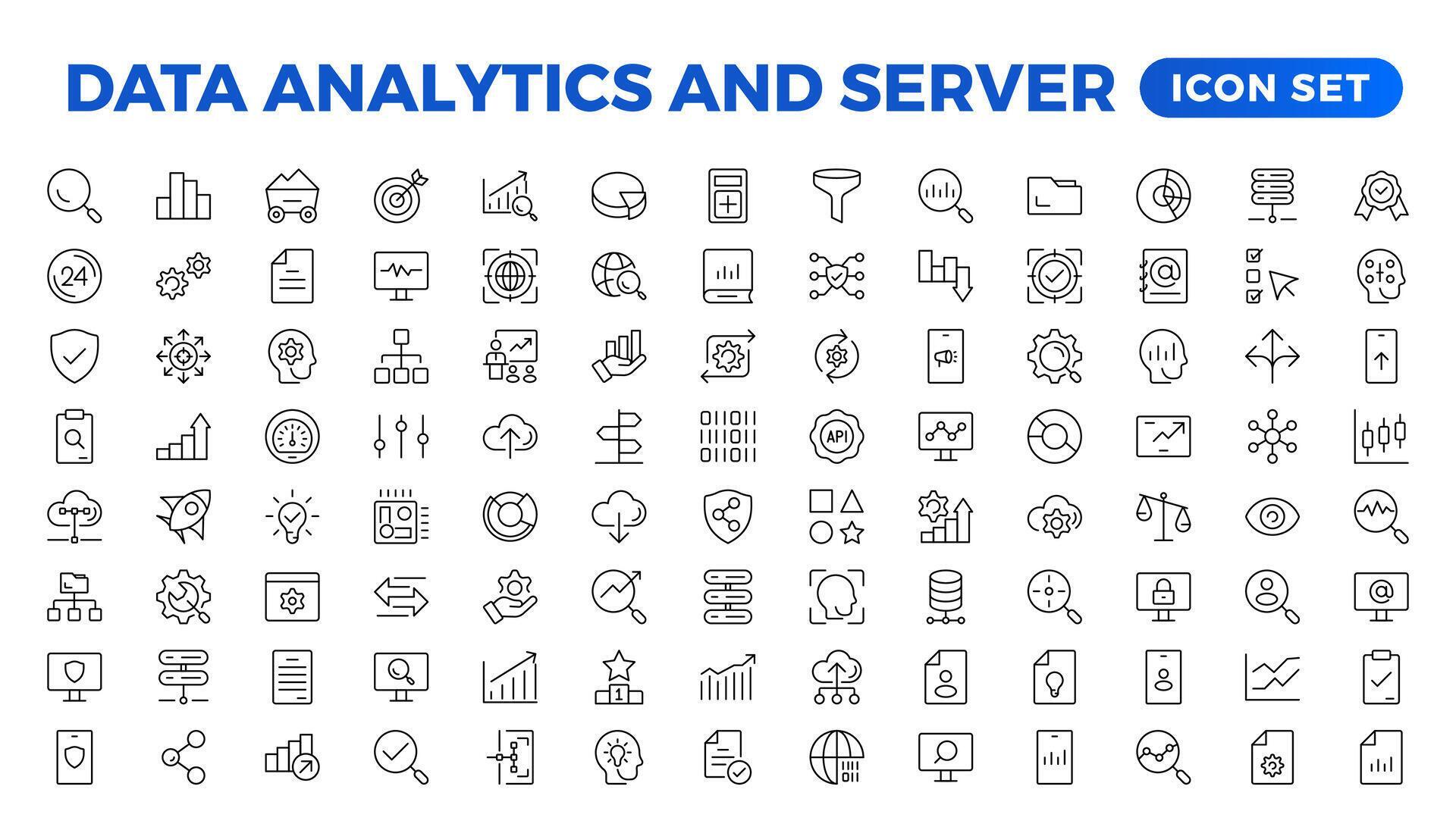 Data Analysis Statistics Analytics Minimal Thin Line Web Icon Set Outline Icons Collection