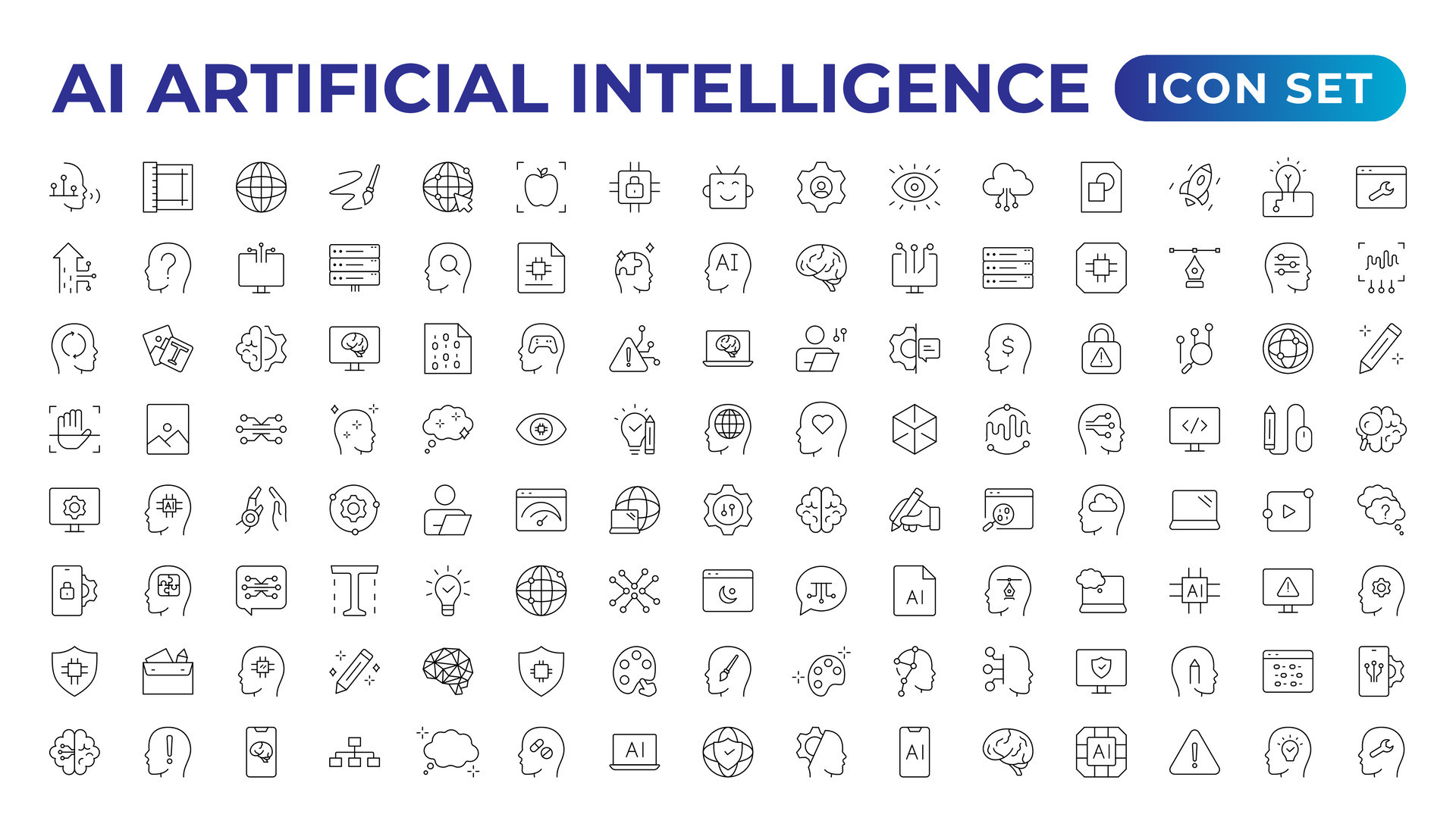 Set of Ai artificial intelligence icon set vector collection. AI ... Set of Ai artificial intelligence icon set vector collection. AI ...