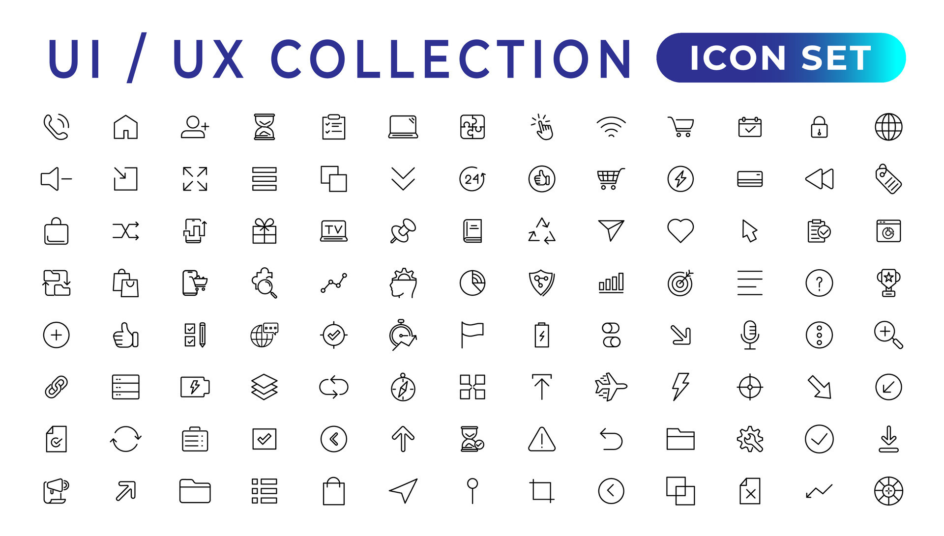 Mega set of ui ux icon set, user interface iconset collection.Set of thin line web icon set ...