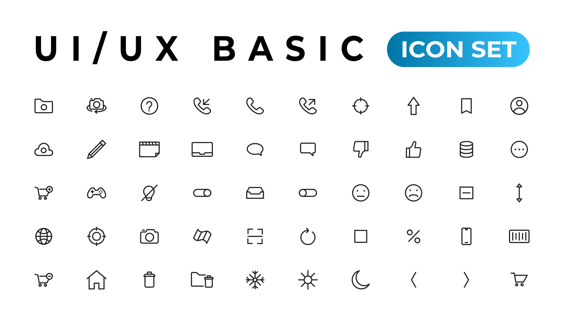 Basic User Interface Essential Set Ui Ux Line Outline Icons For App