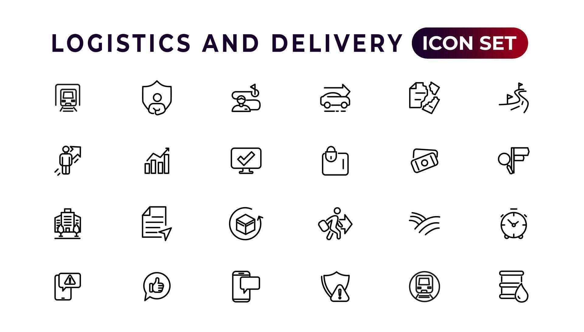 Logistics and delivery linear icons collection.Set of thin line web icon set, simple outline ...