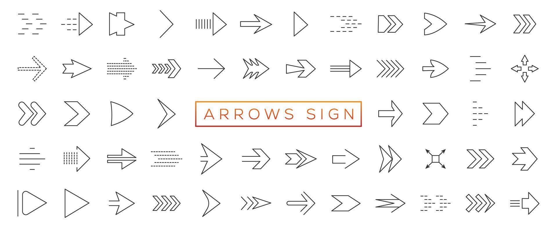 Set arrow icons. Collection different arrows sign. Set different cursor arrow direction symbols ...
