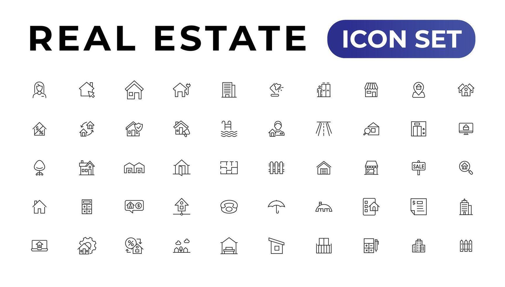Real Estate Minimal Thin Line Web Icon Set Included The Icons As