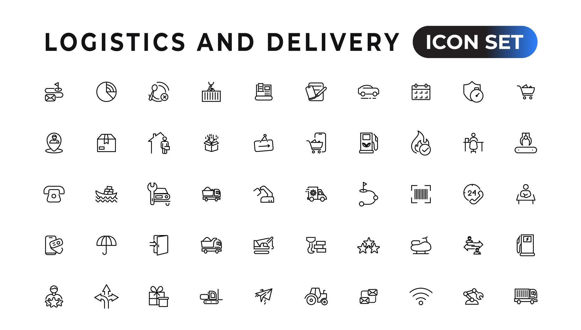 Logistics and delivery linear icons collection.Set of thin line web icon set, simple outline ...