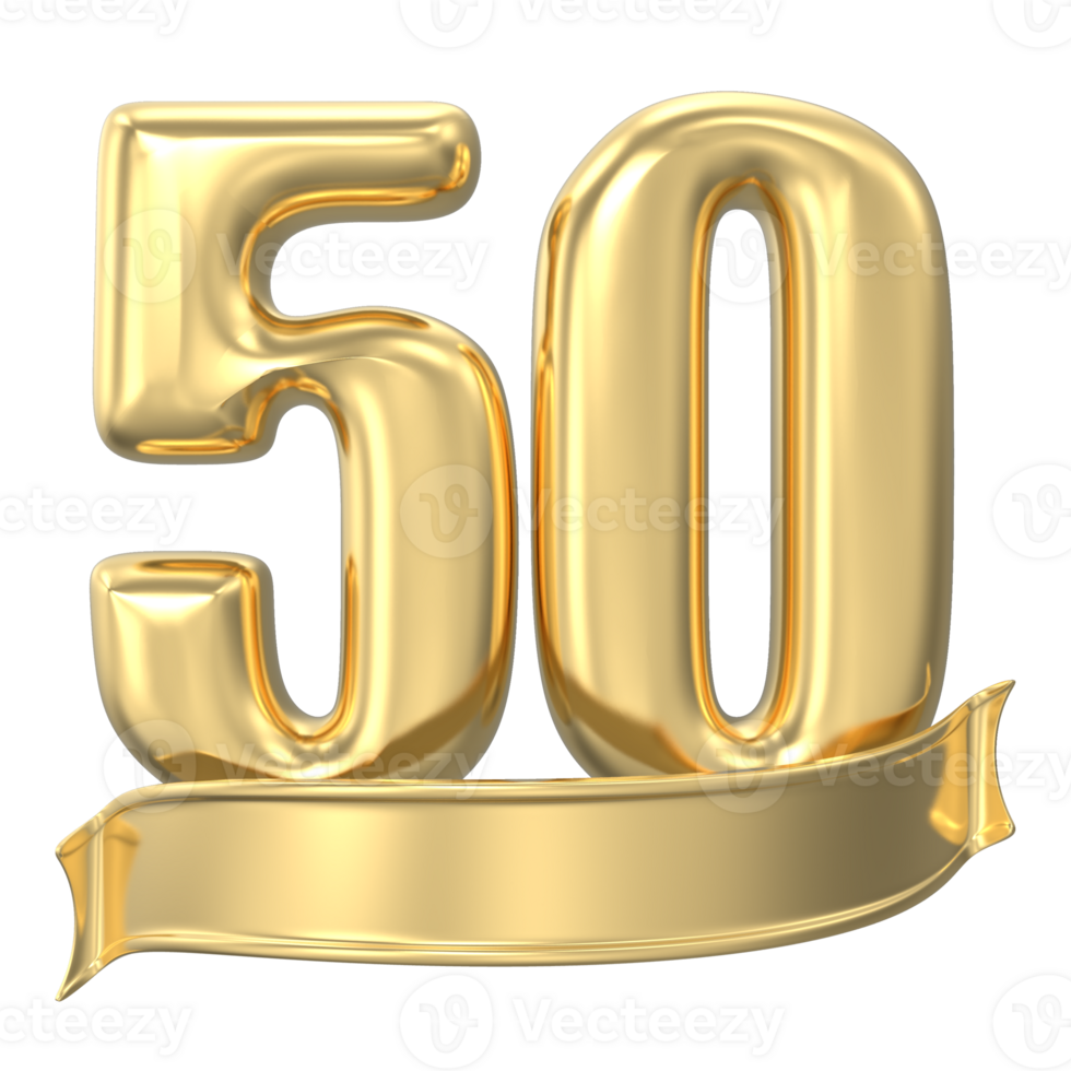 Anniversary 50 gold 3d numbers 42069112 PNG