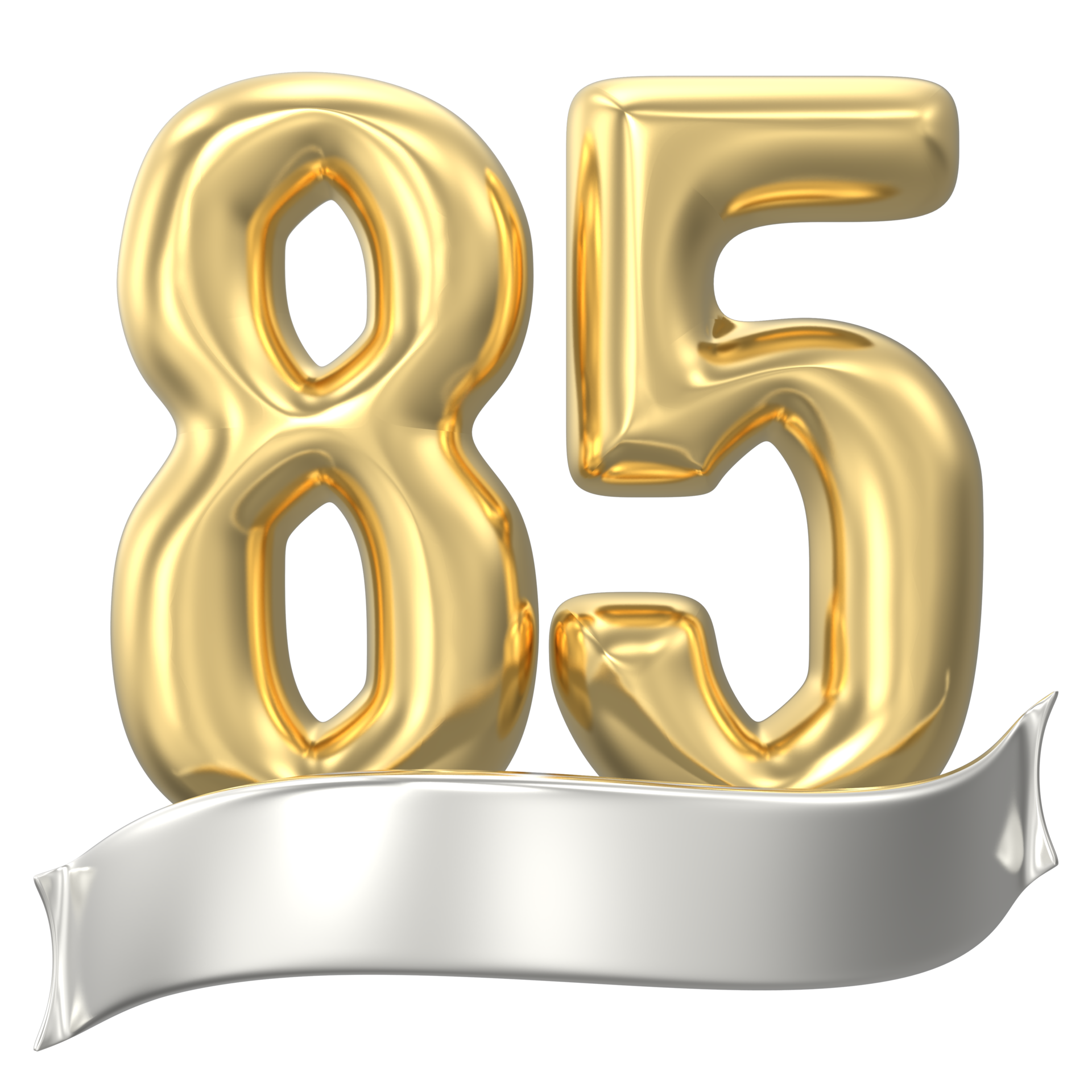 Gold Number 85 Anniversary 3D Render 42069125 PNG