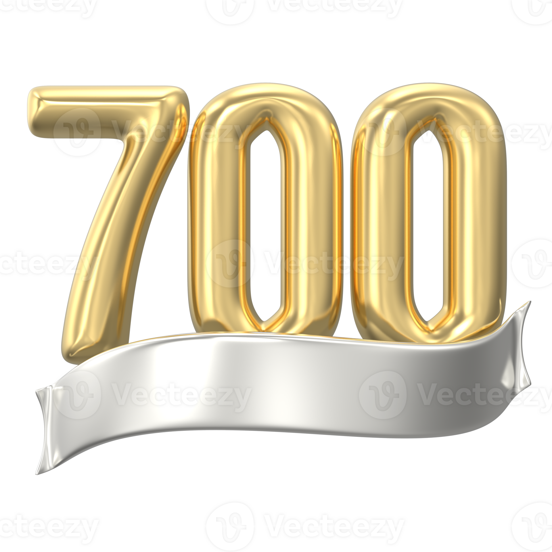 Gold Number 700 Anniversary 3D Render 42069131 PNG