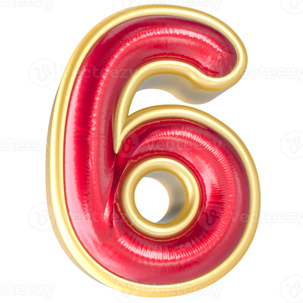 3d número 6 42069189 PNG