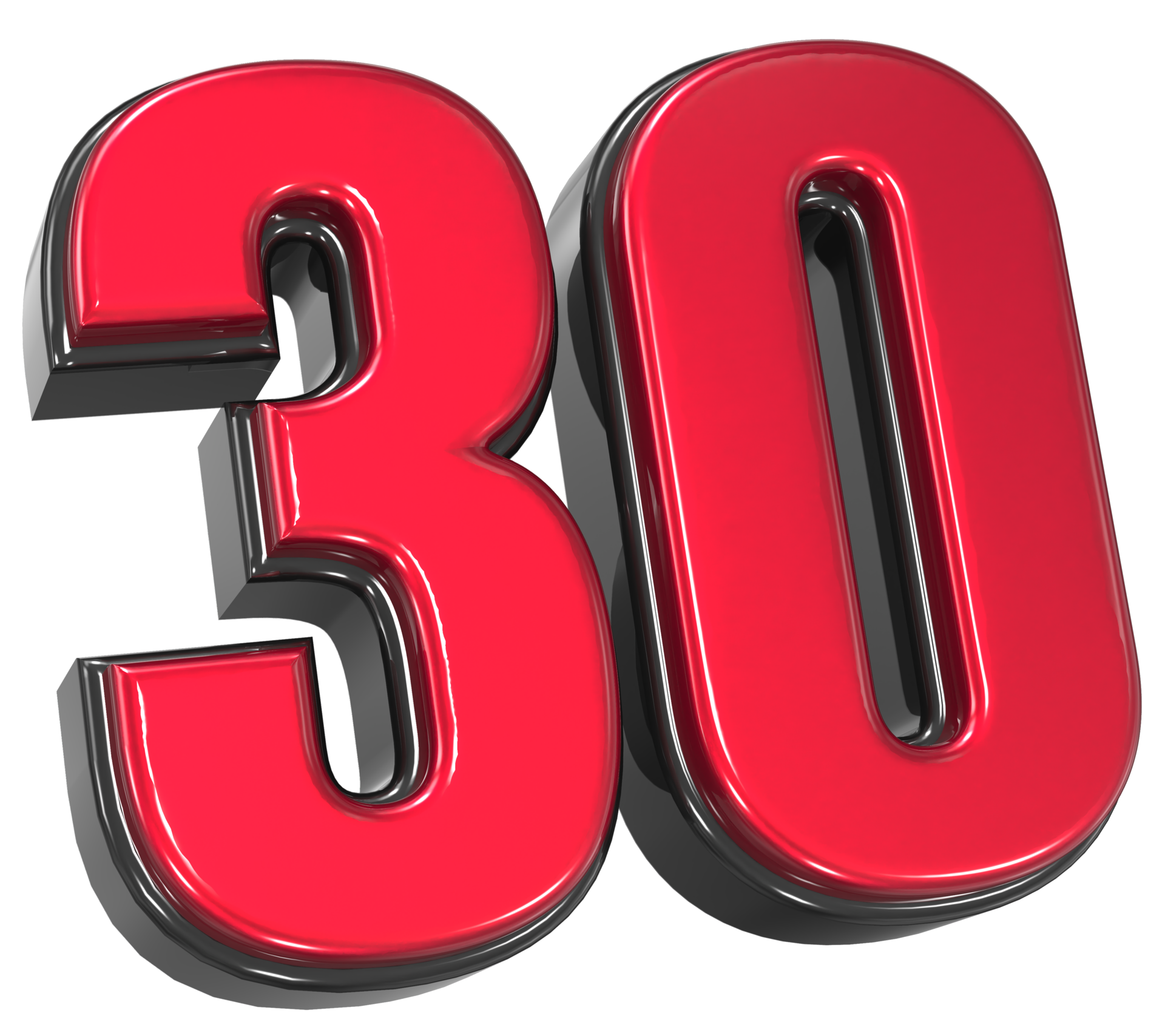 Number 30 3D Render 42069418 PNG