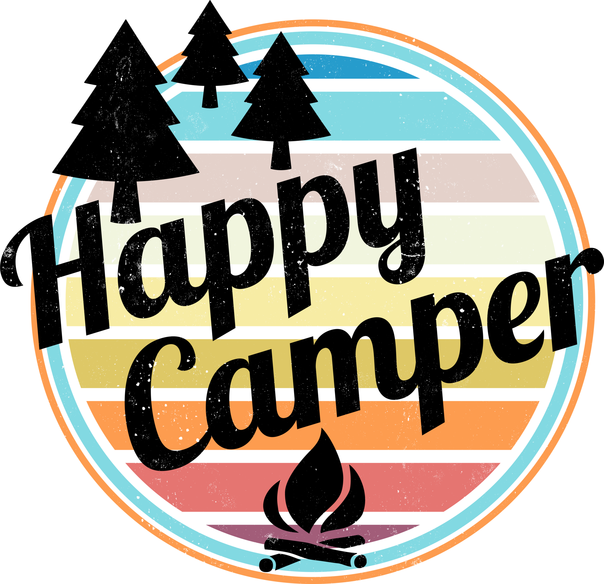 Happy Camper Retro Camping Design 42075091 Png