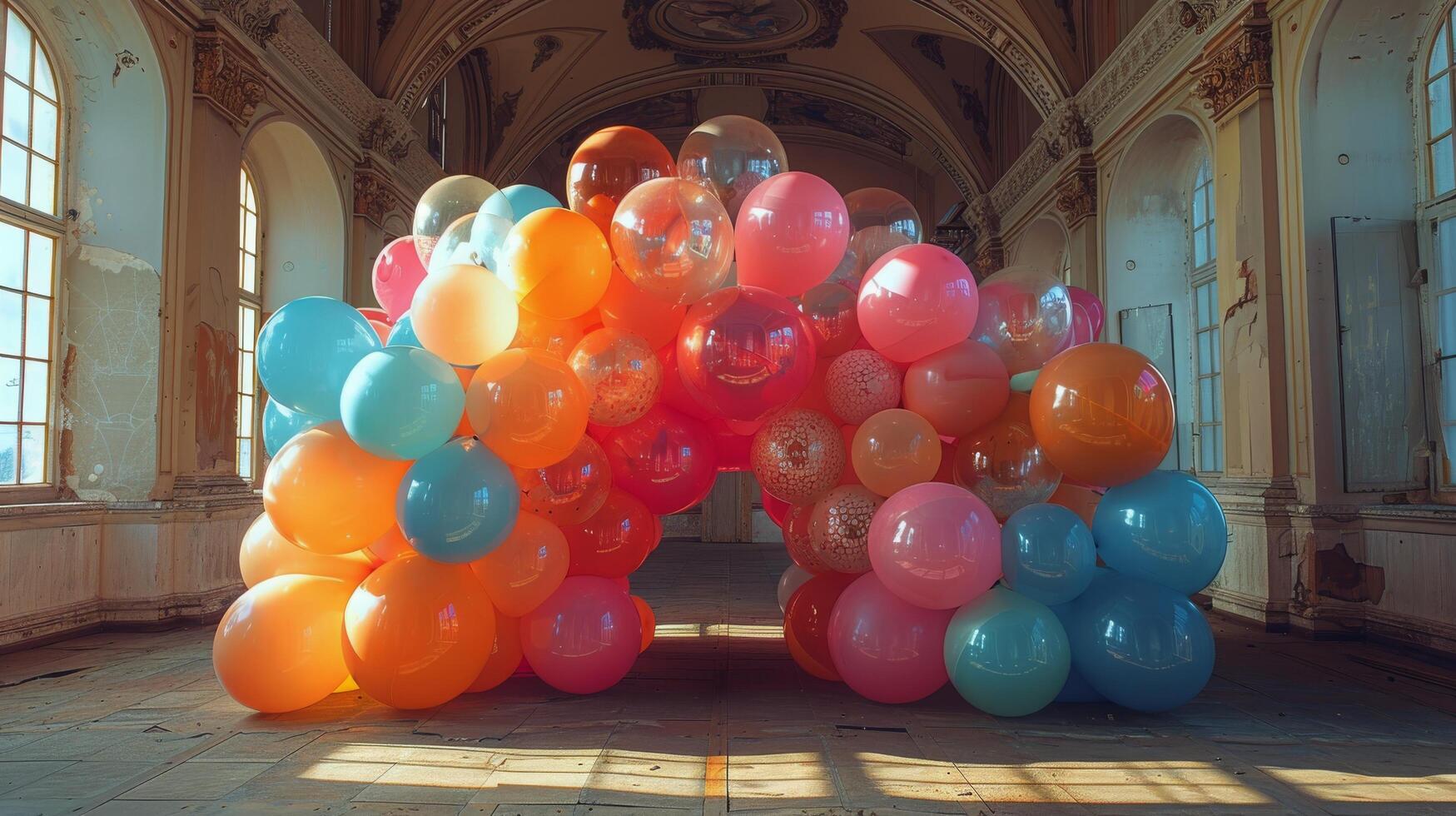 AI generated Rainbow Colored Arch Constructed With Balloons 42106488 ...