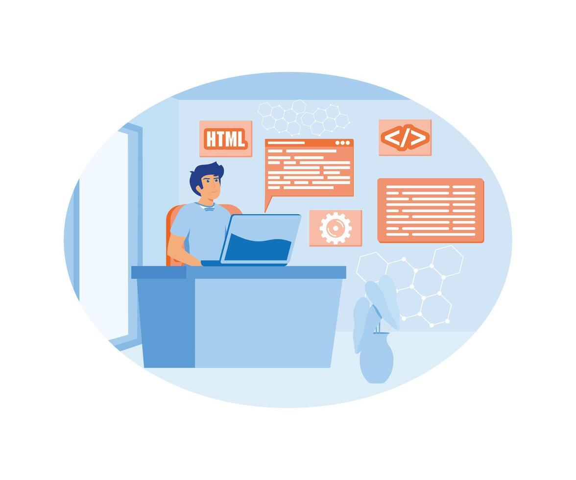 Software Engineer Concept Web Design And Development Programmer And Coding Website Or App