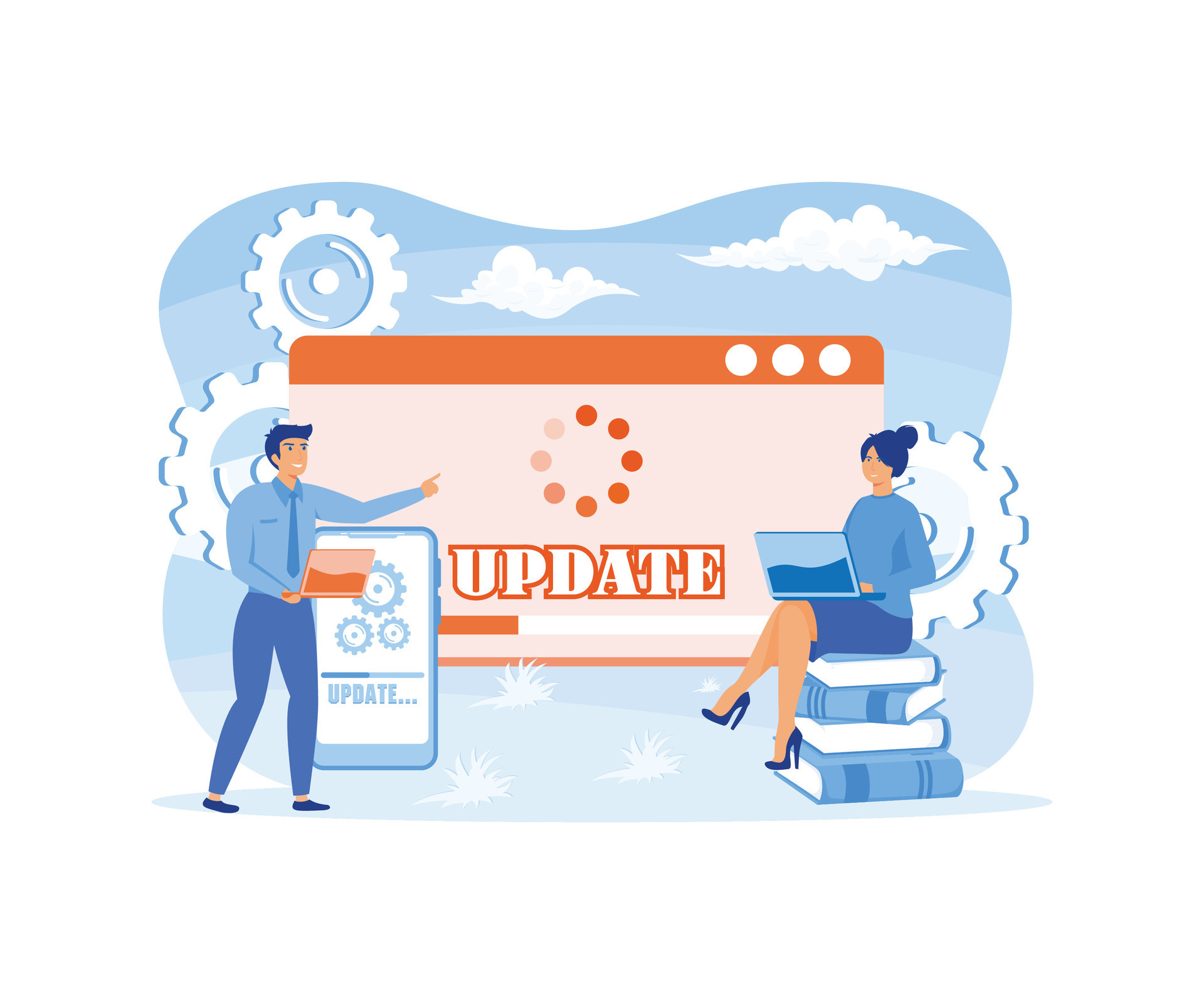 System Update Concept People Update Operation System Can Use For Landing Page Template Ui