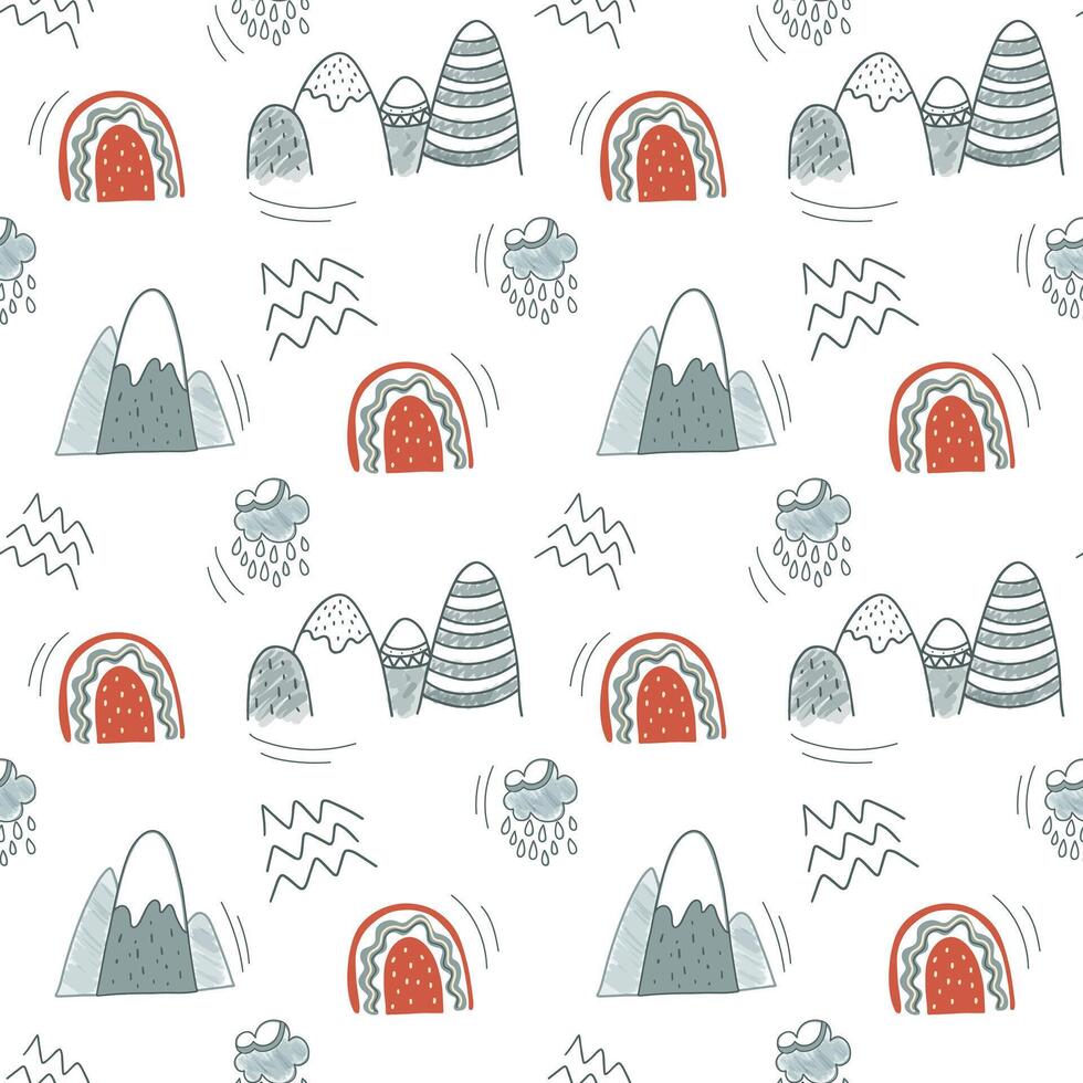Cute simple pattern with nursery doodle elements. Seamless background ...