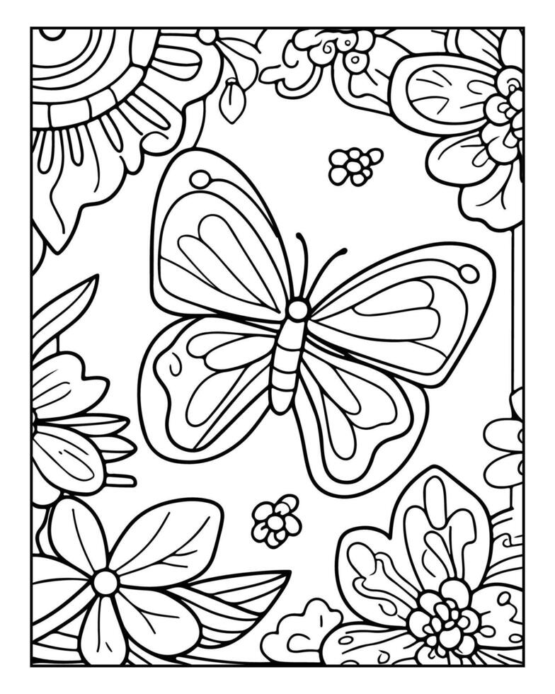 Beautiful butterfly Coloring Page 42117690 Vector Art at Vecteezy