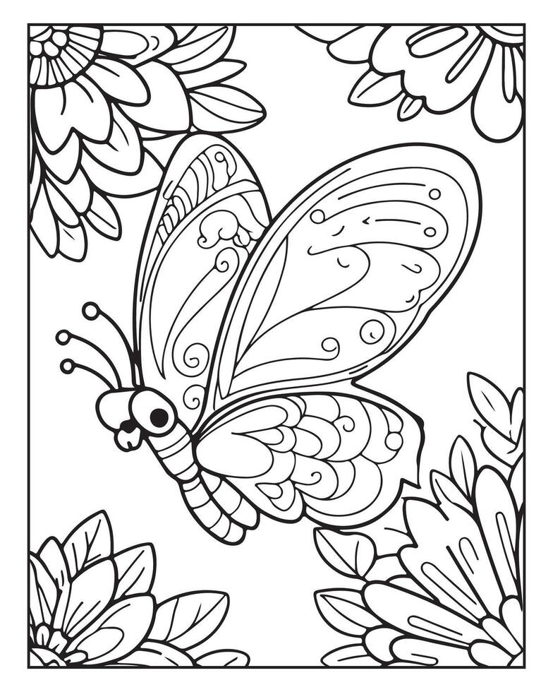 Beautiful butterfly Coloring Page 42117758 Vector Art at Vecteezy