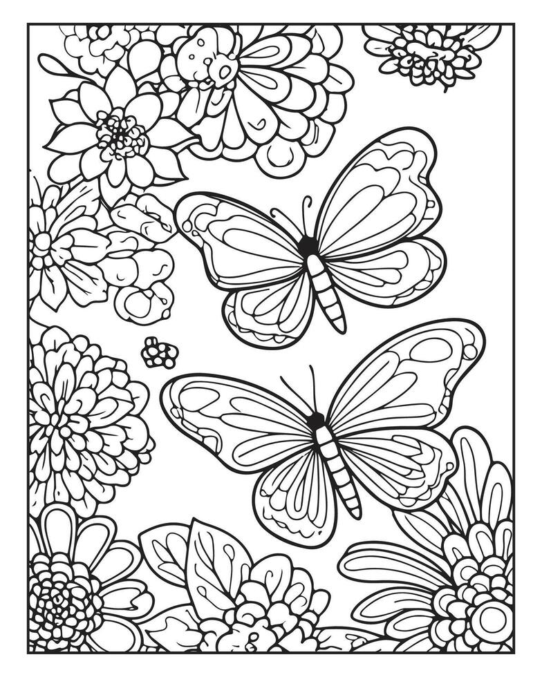 Beautiful butterfly Coloring Page 42117760 Vector Art at Vecteezy