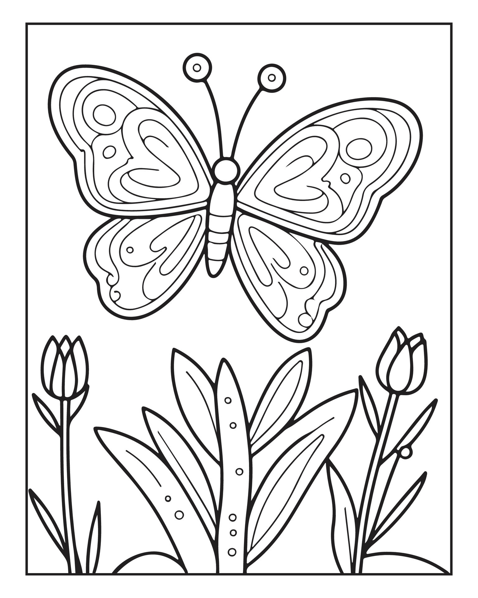 Beautiful butterfly Coloring Page 42117803 Vector Art at Vecteezy