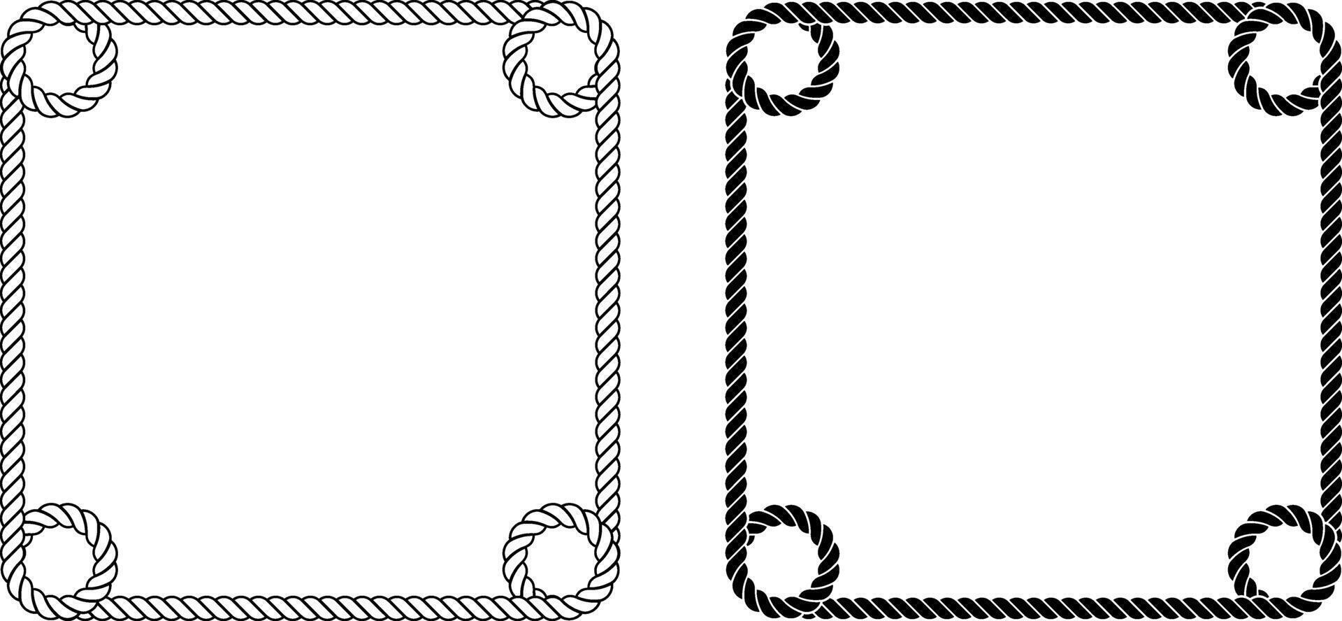 outline silhouette square rope frame set with copy space fot text or ...