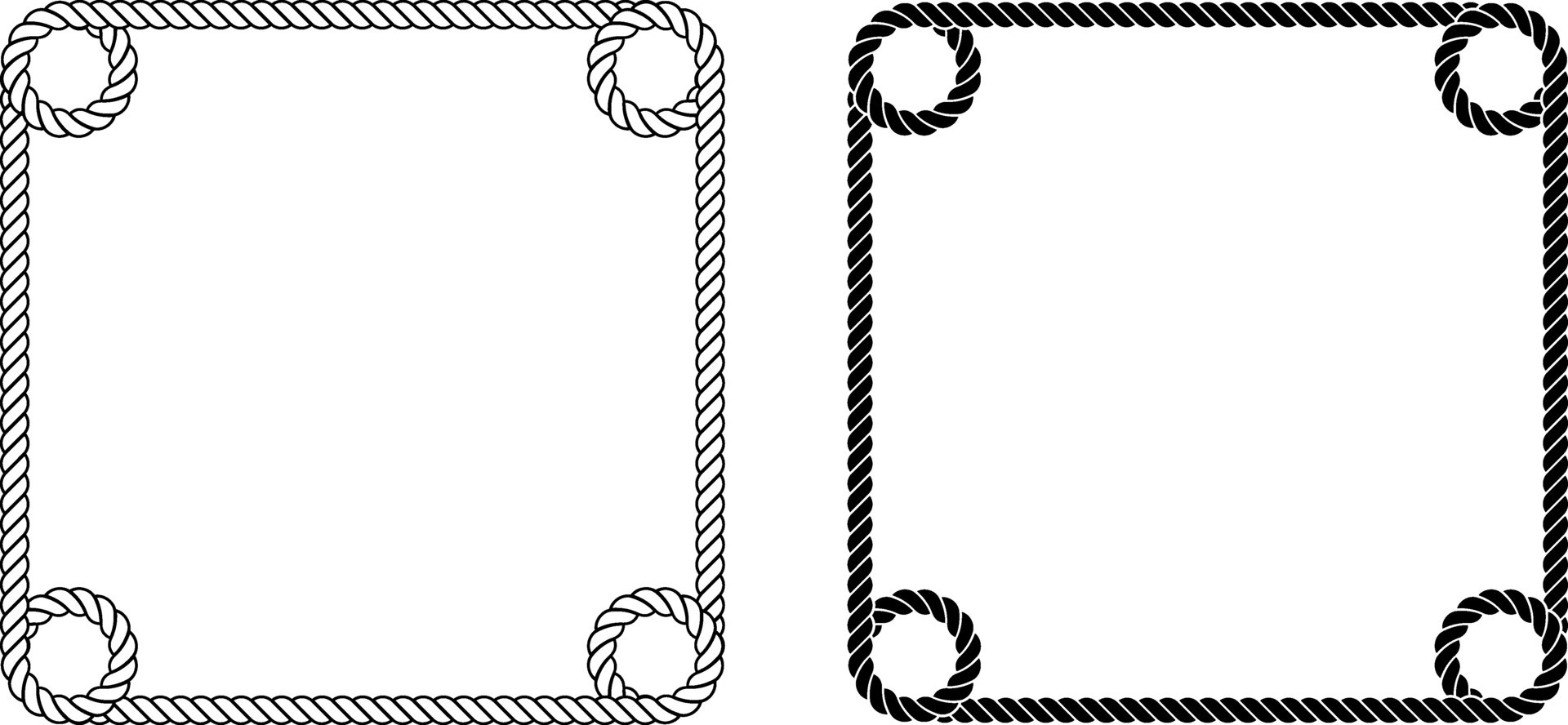 outline silhouette square rope frame set with copy space fot text or ...