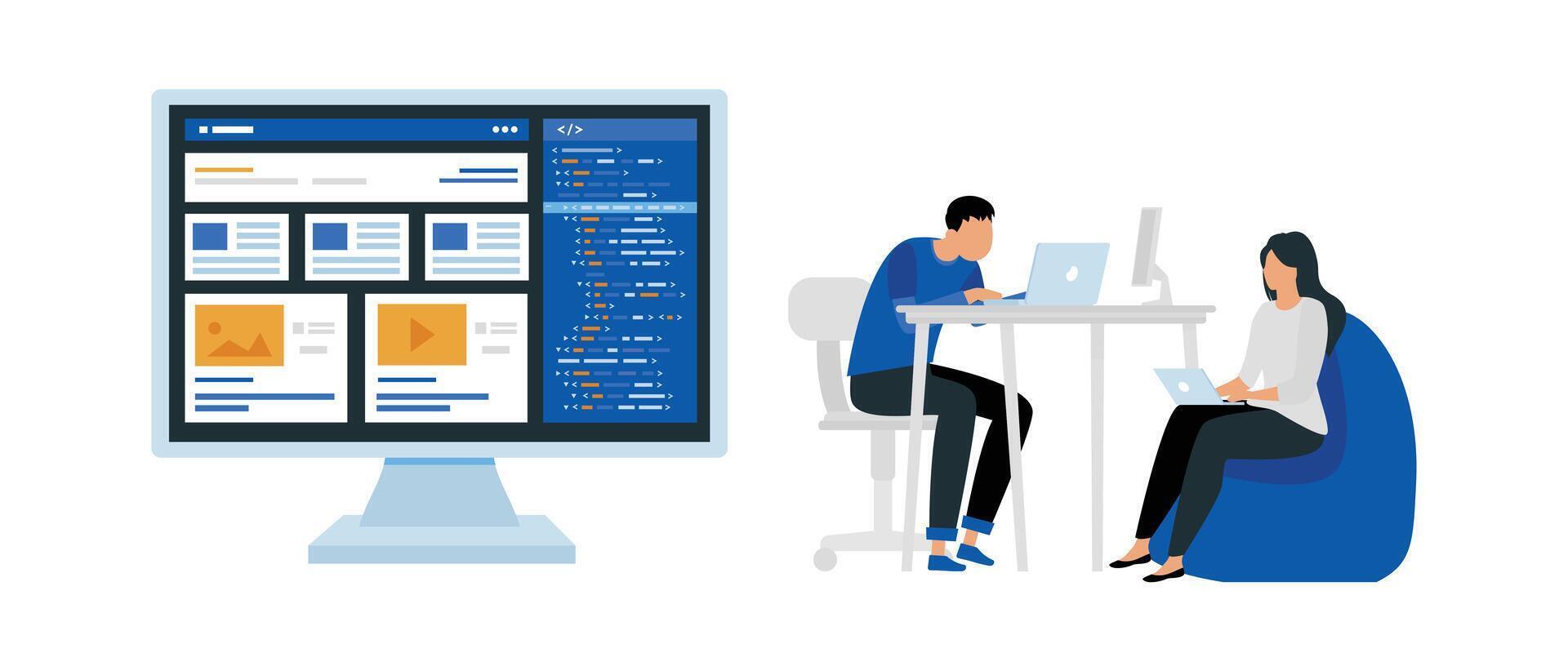 Programadores Trabajando En Web Desarrollo Programador Codificación Y Programación Software