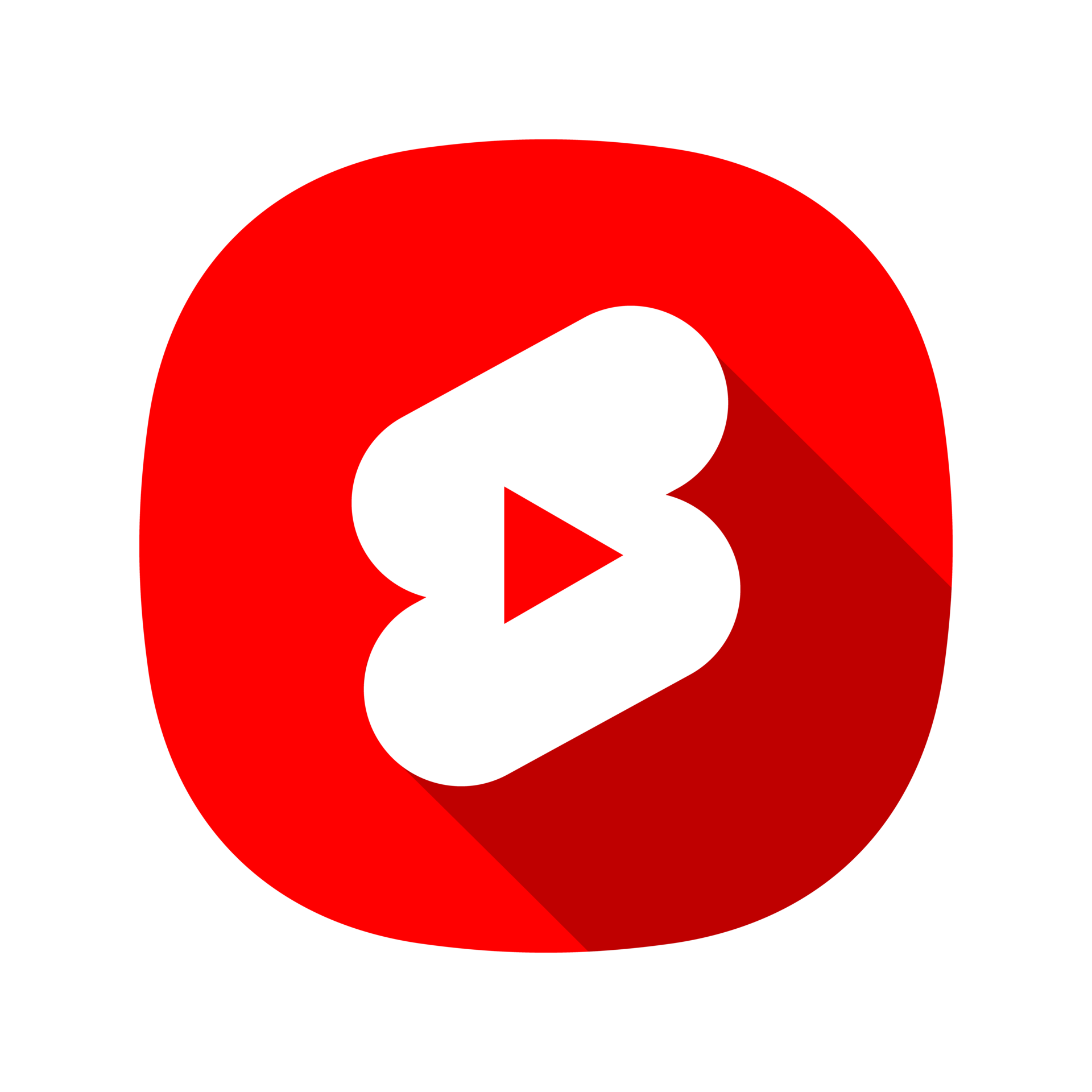 Youtube Shorts Logo, Red And White With Long Shadow On A Transparent Background, Png Icon ...