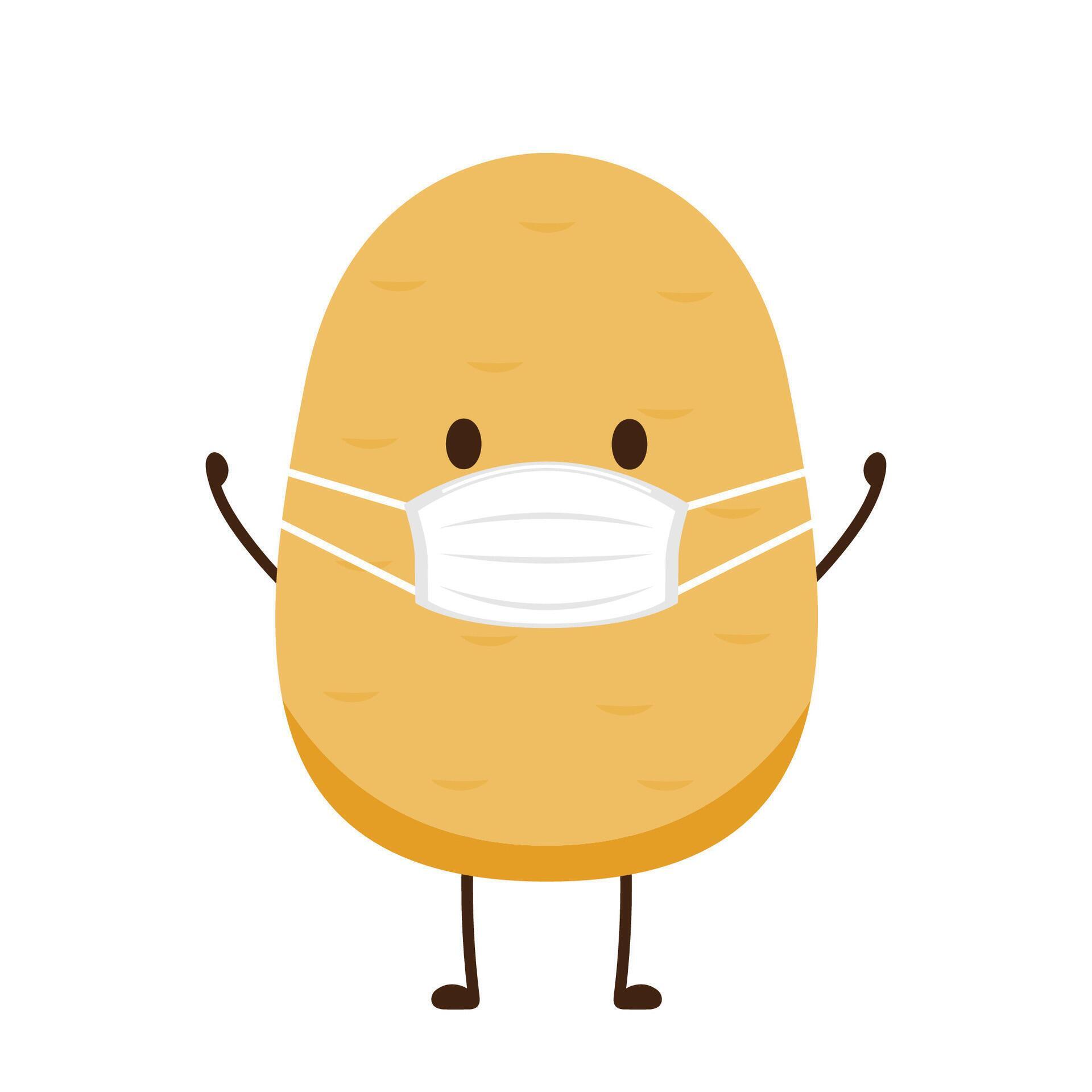 Potato Wearing A Face Mask Potato Character Design Potato Vector On White Background 42156949