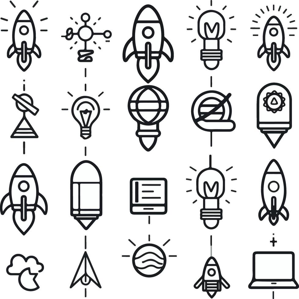 Set Of Startup Line Icons Collection Of Startup Launch Symbols 42157001 Vector Art At Vecteezy