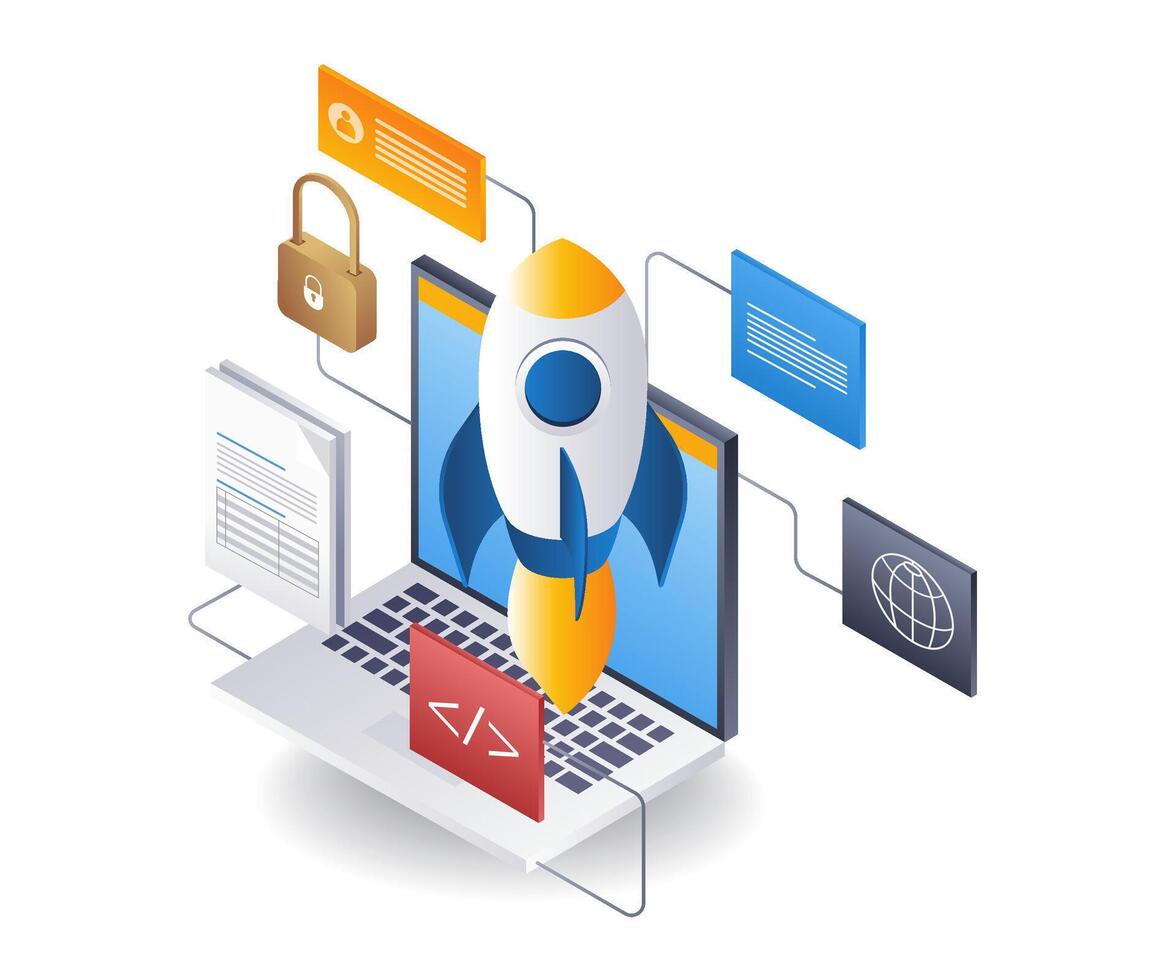 Startup launching new product, flat isometric 3d illustration 42160241 ... Startup launching new product, flat isometric 3d illustration 42160241 ...