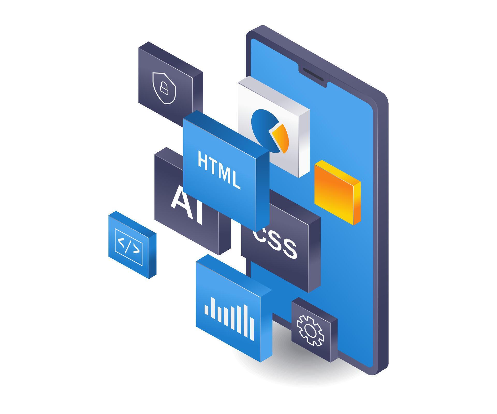 Smartphone application developer web developer 42160308 Vector Art at ...