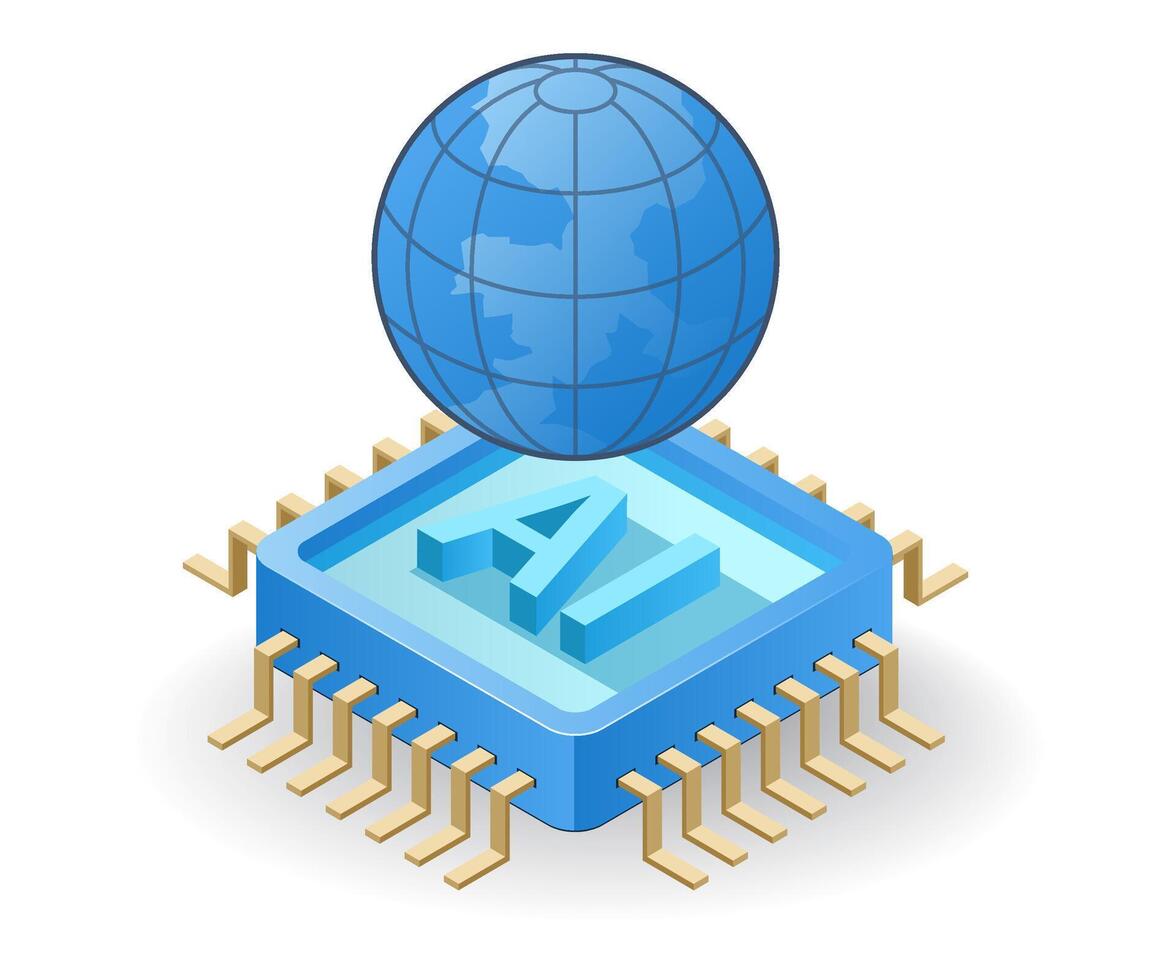 Internet artificial intelligence world flat isometric 3d illustration ...