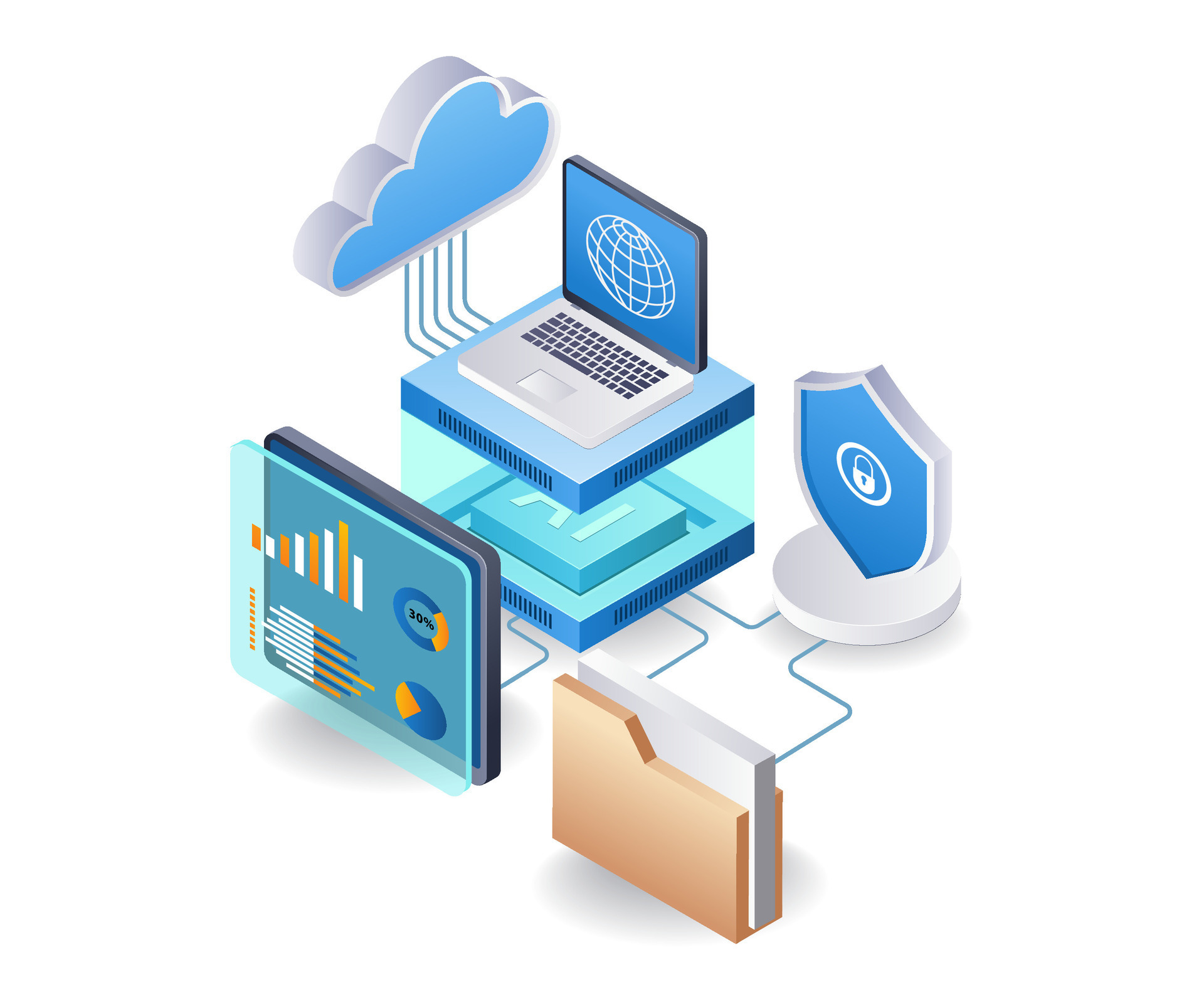 Computer Data Security Cloud Server Artificial Intelligence Concept