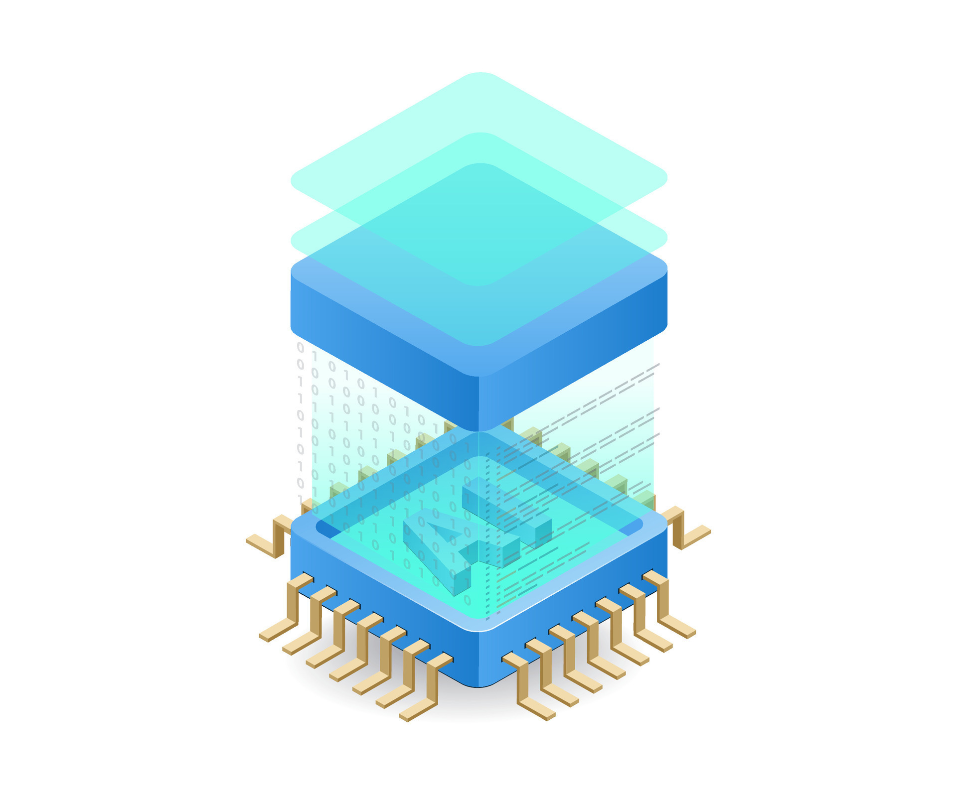 Artificial intelligence developer programmer, flat isometric 3d ...