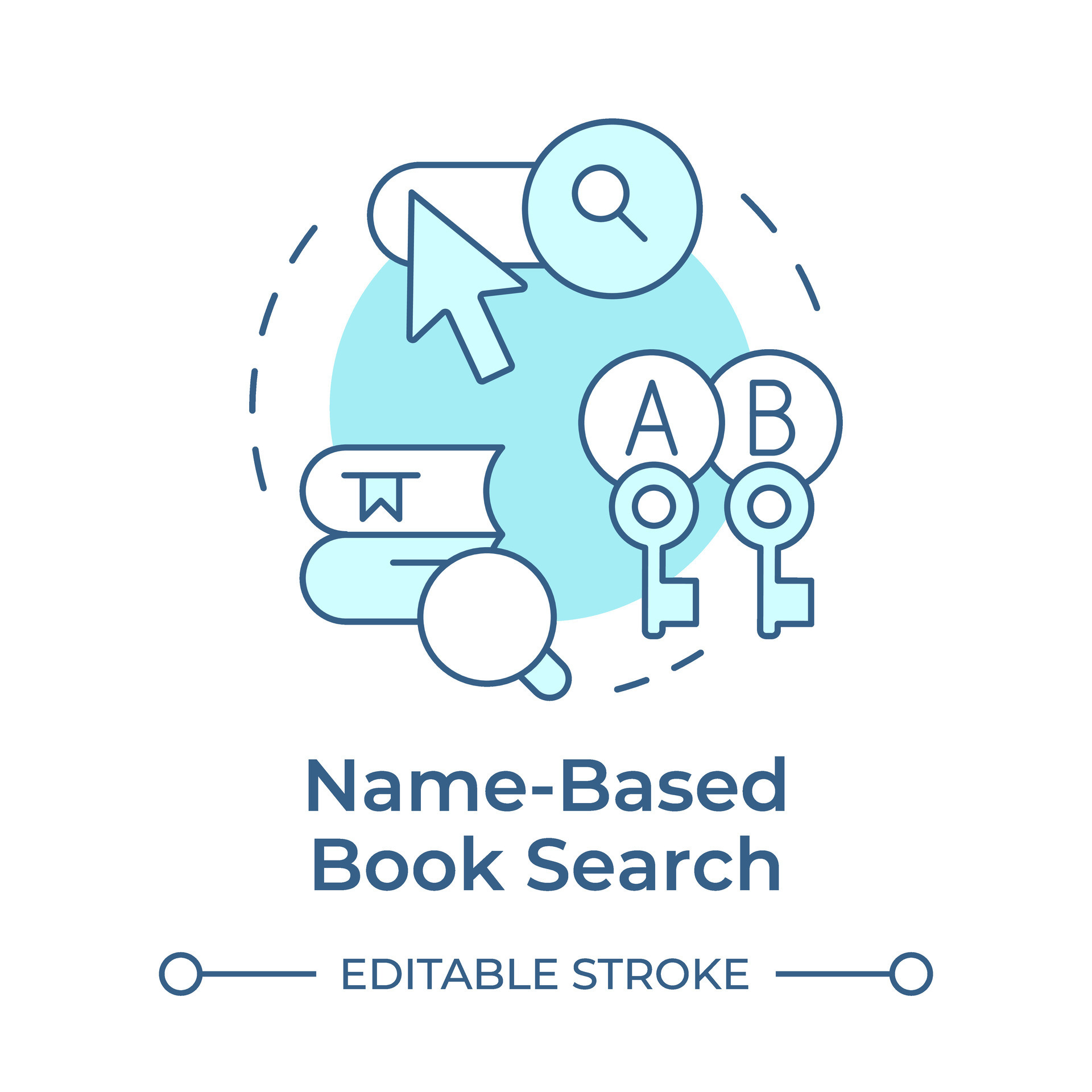 Name-based book search soft blue concept icon. Accessing literature ... Name-based book search soft blue concept icon. Accessing literature ...