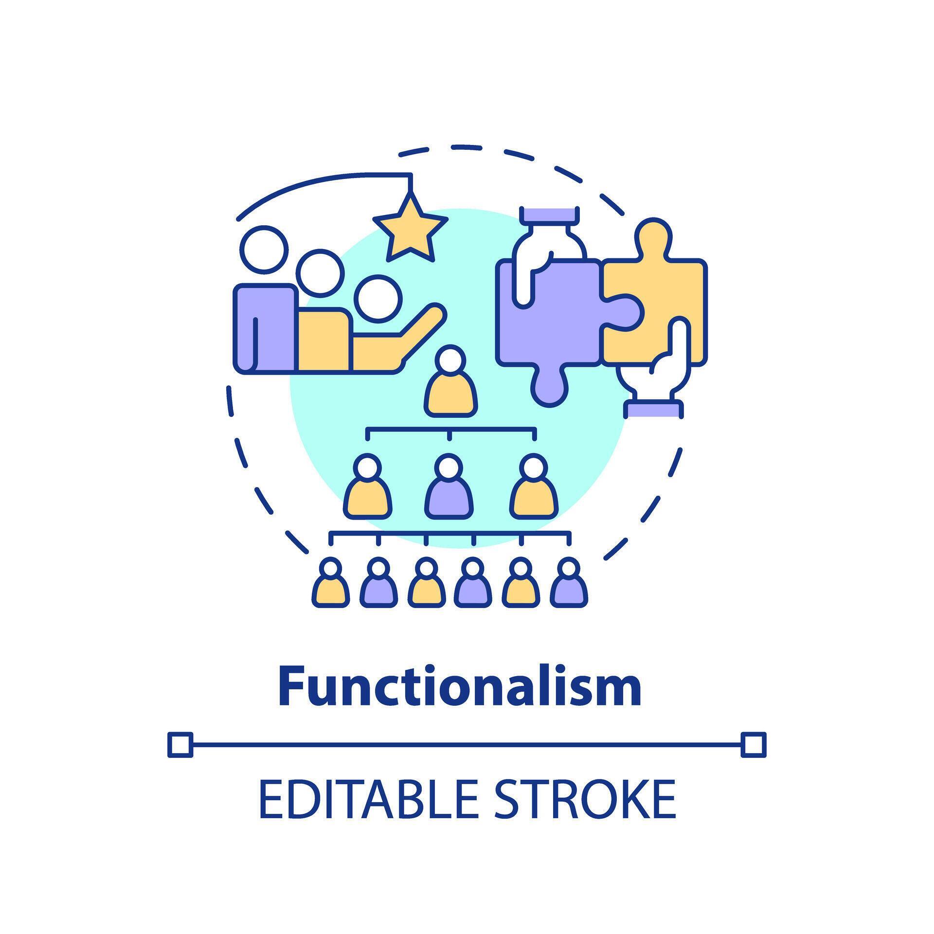Functionalism multi color concept icon. Theory of social stratification. Social hierarchy. Team ...